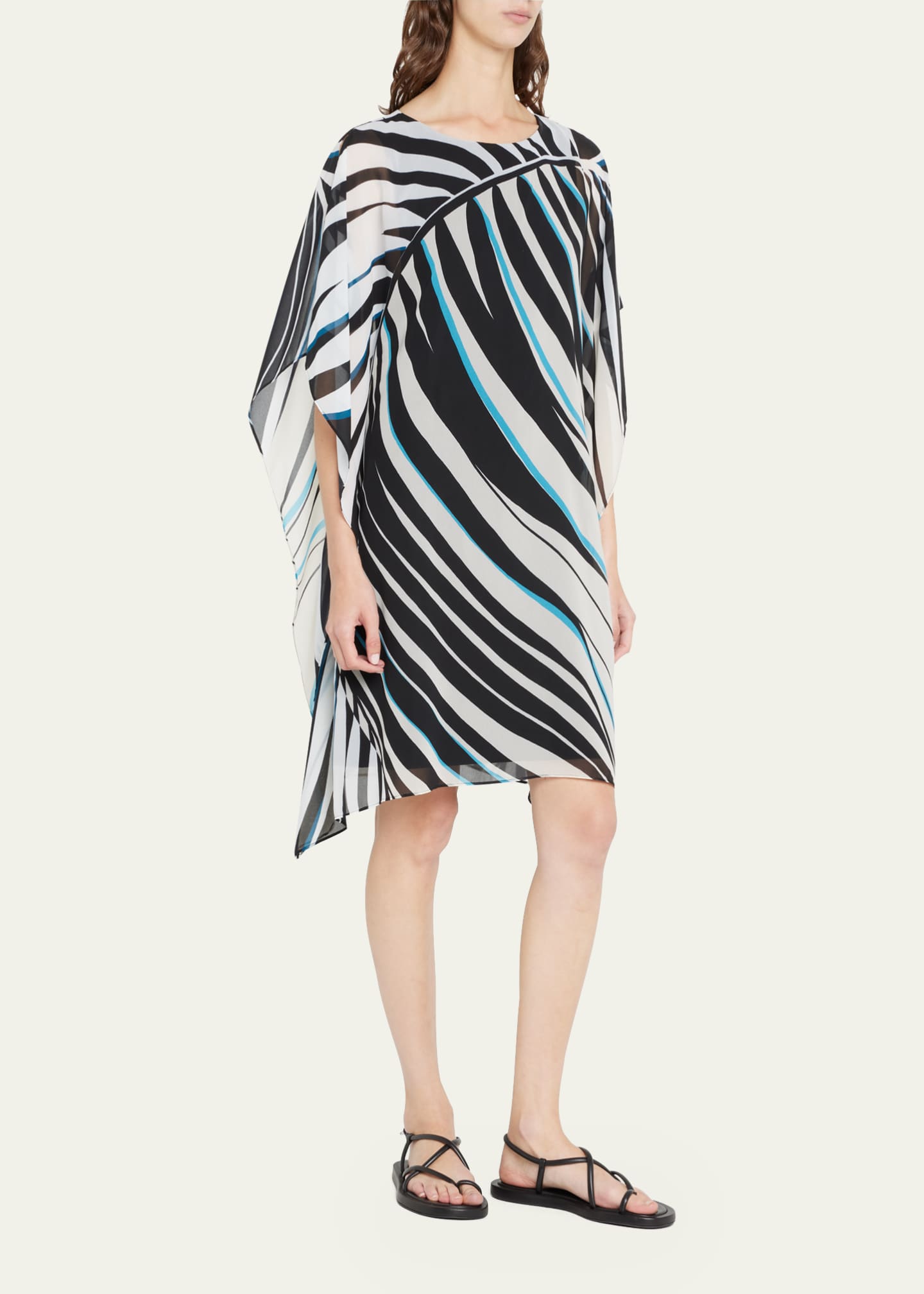 Kobi Halperin Yara Draped Abstract-Print Shift Dress - Bergdorf Goodman