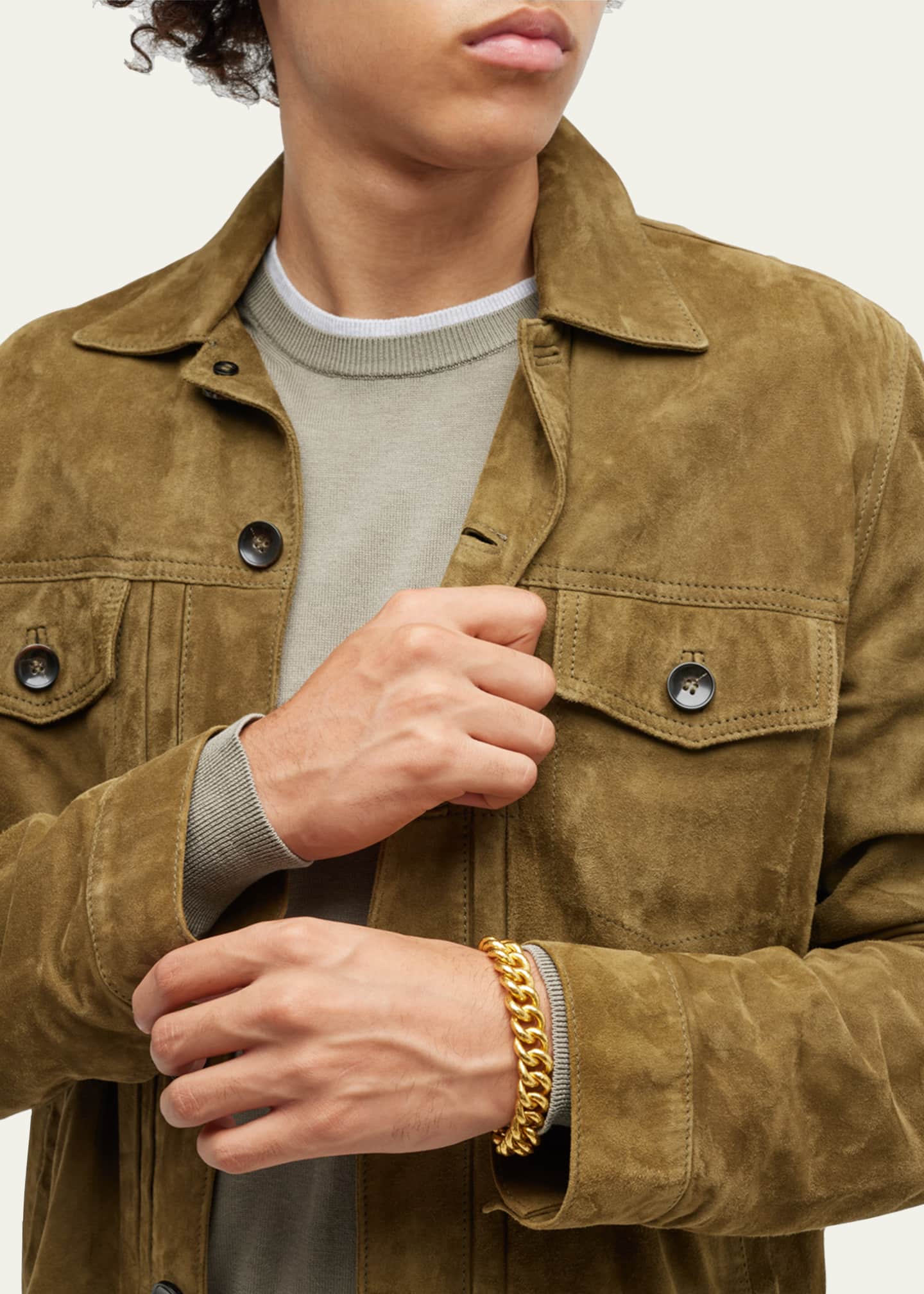 Gurhan Men's Hammered 24K Yellow Gold Cuban Chain Bracelet - Bergdorf ...