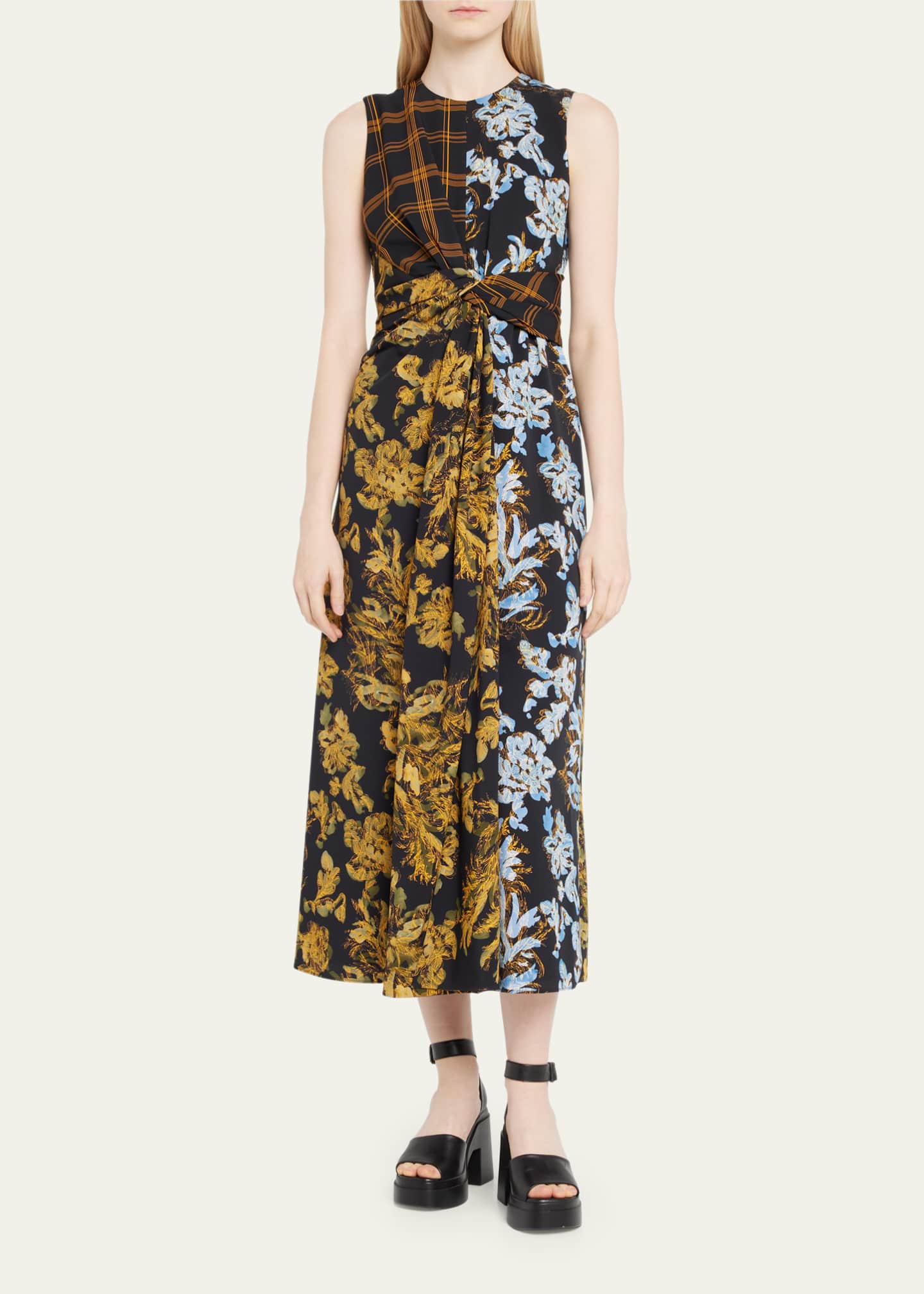 Lafayette 148 New York Patchwork-Print Twist-Front Maxi Dress ...