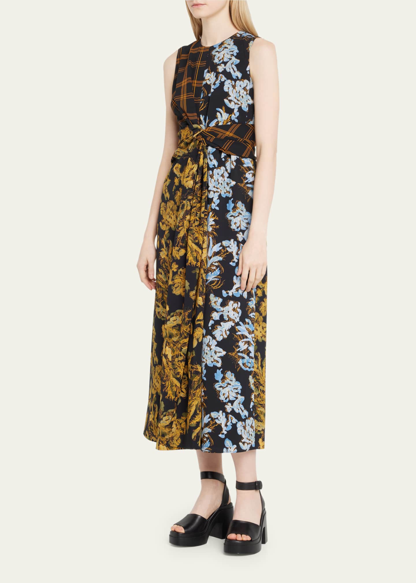 Lafayette 148 New York Patchwork-Print Twist-Front Maxi Dress ...