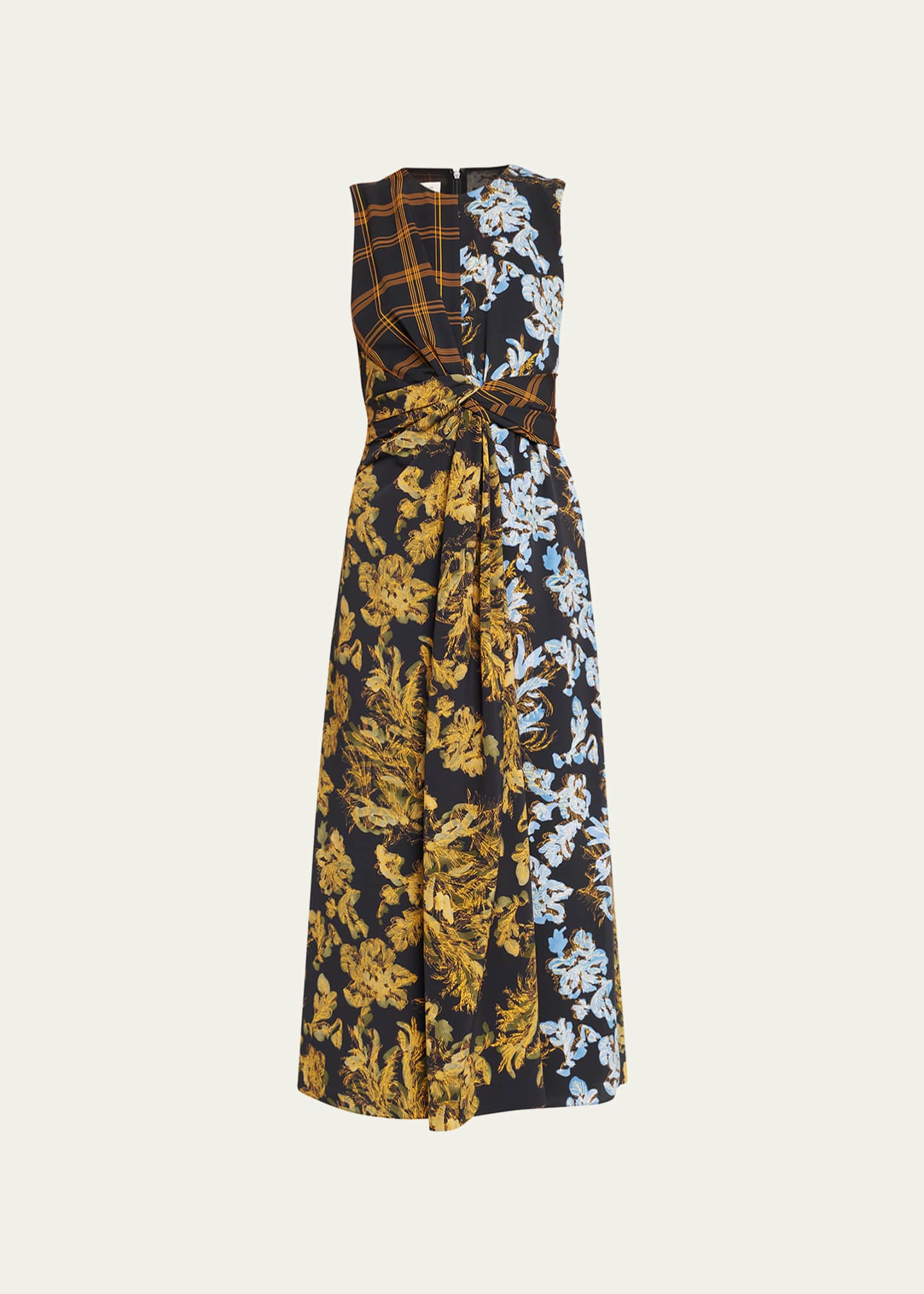 Lafayette 148 New York Patchwork-Print Twist-Front Maxi Dress ...