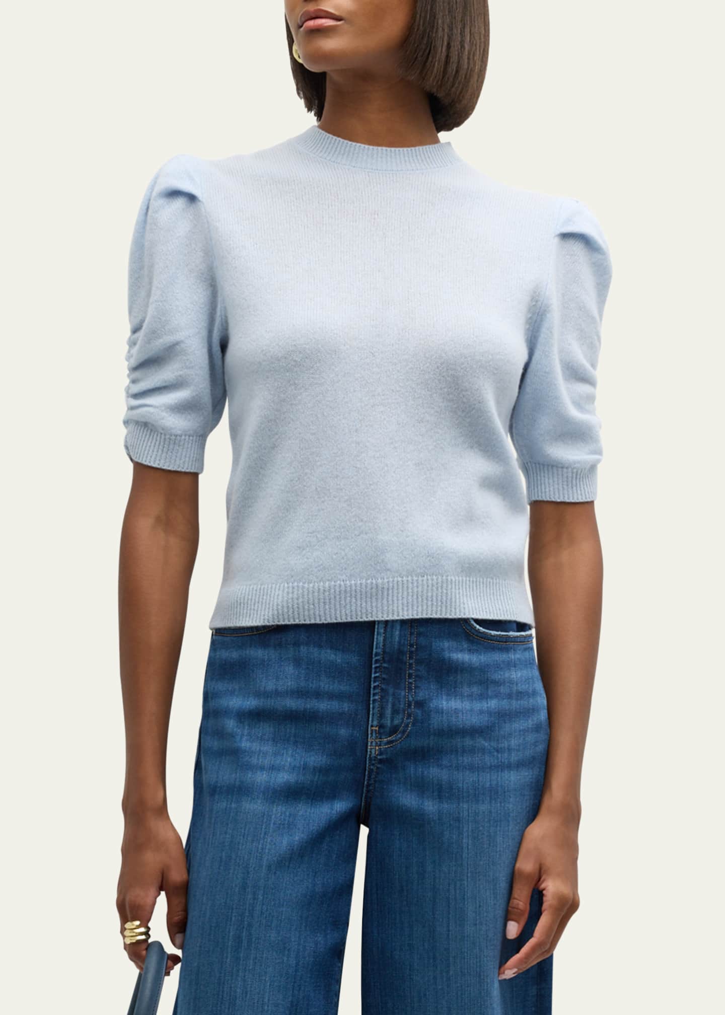 FRAME Ruched Cashmere-Wool Sweater - Bergdorf Goodman