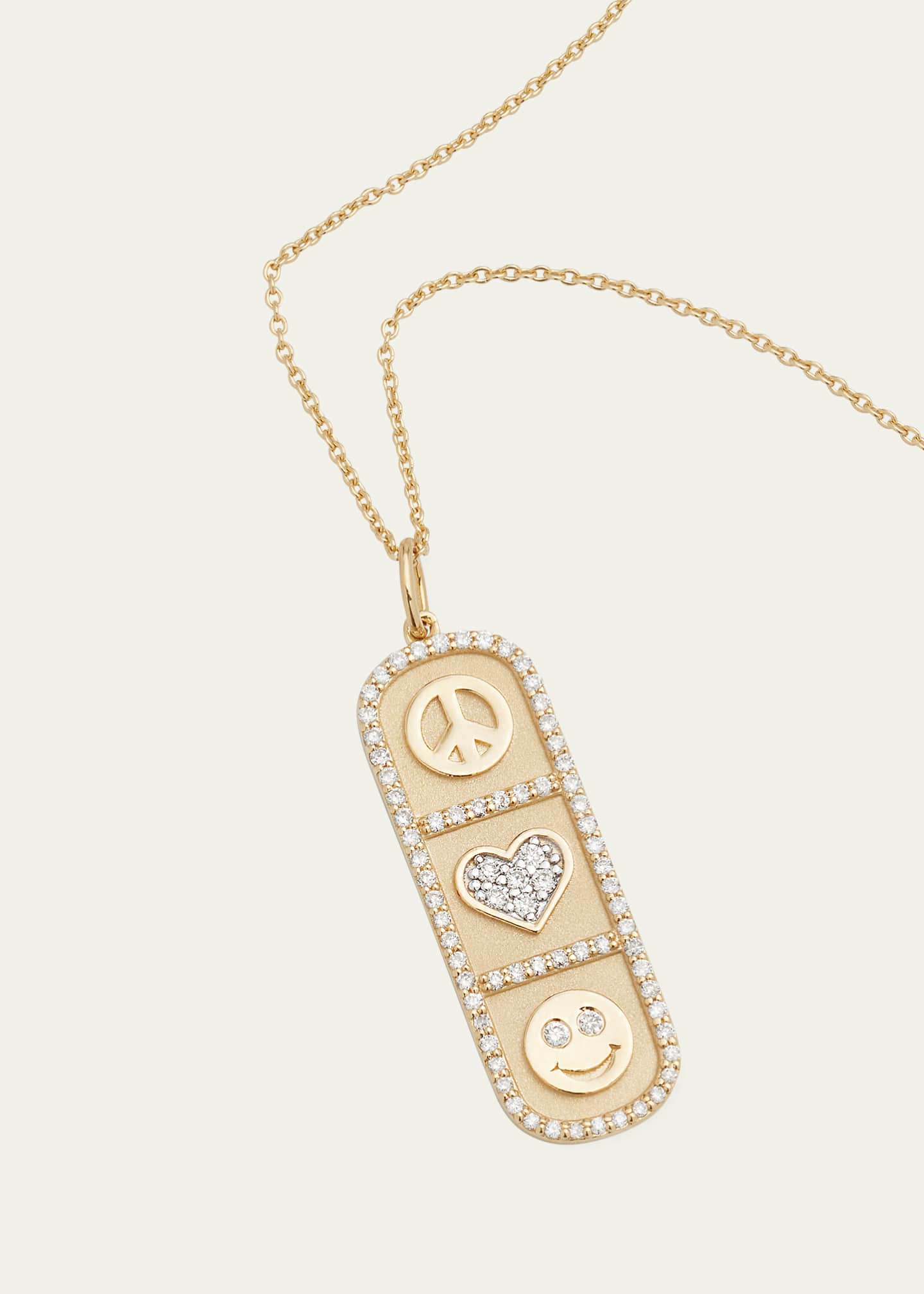 Sydney Evan 14K Gold Diamond Cartouche Icons Charm Necklace - Bergdorf ...