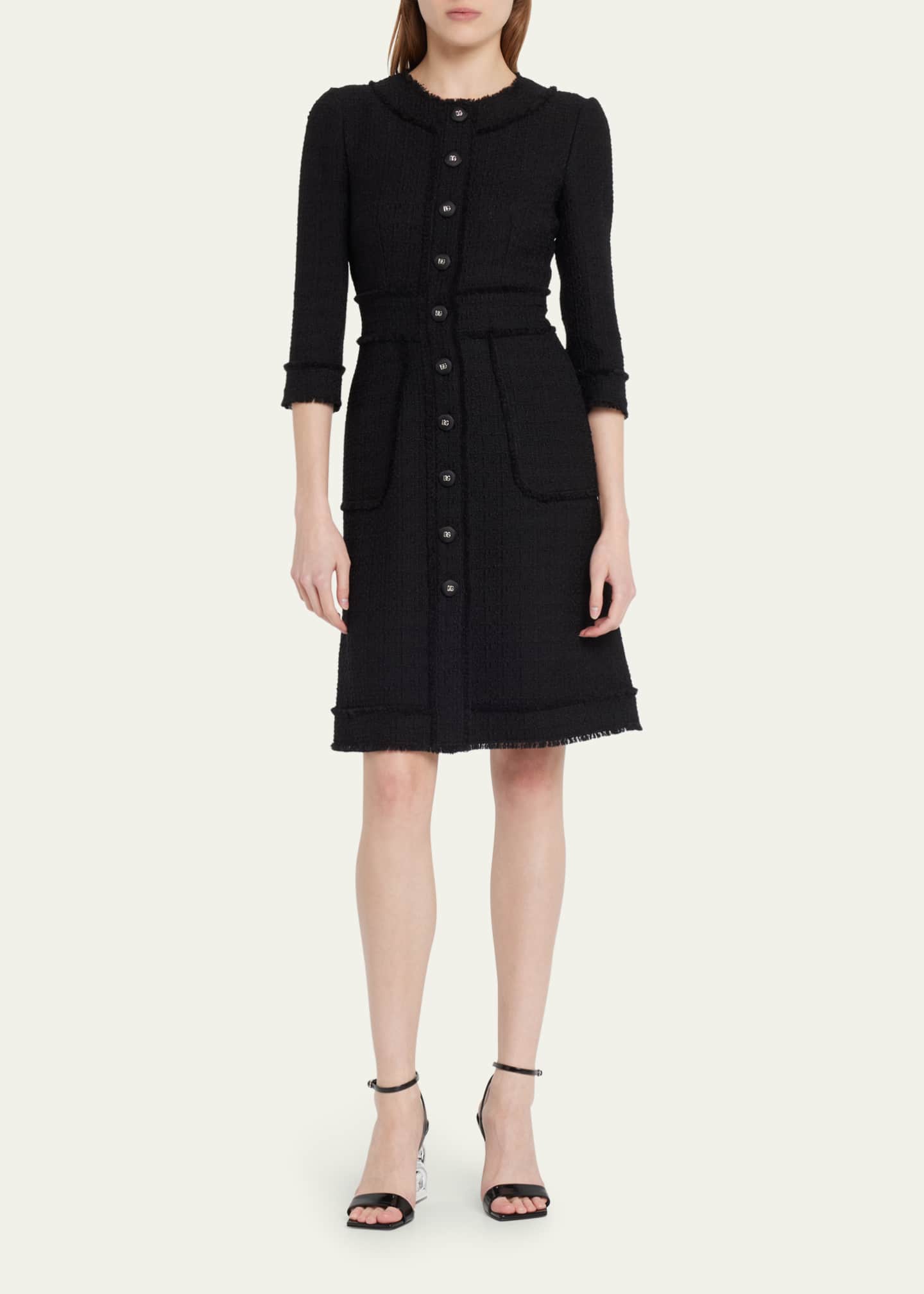 Dolce&Gabbana Tweed Button-Front Short Dress - Bergdorf Goodman