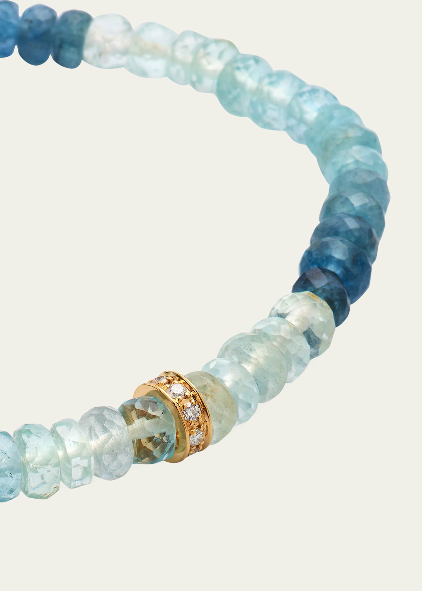 Sydney Evan 14K Gold 6mm Diamond Rondelle on Aqua Faceted Rondelle Bead ...