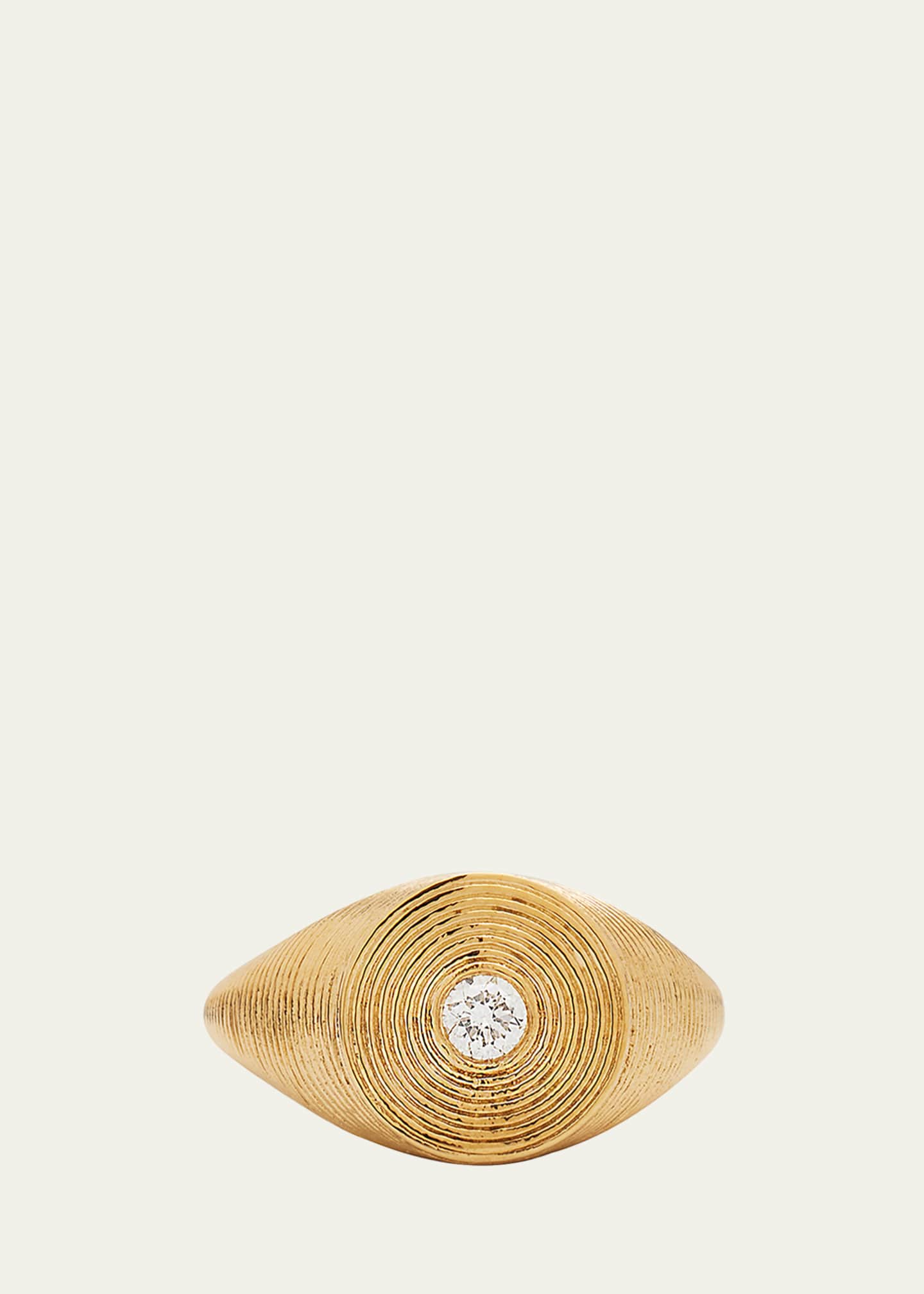 Sydney Evan 14K Gold Round Diamond Fluted Signet Ring - Bergdorf Goodman