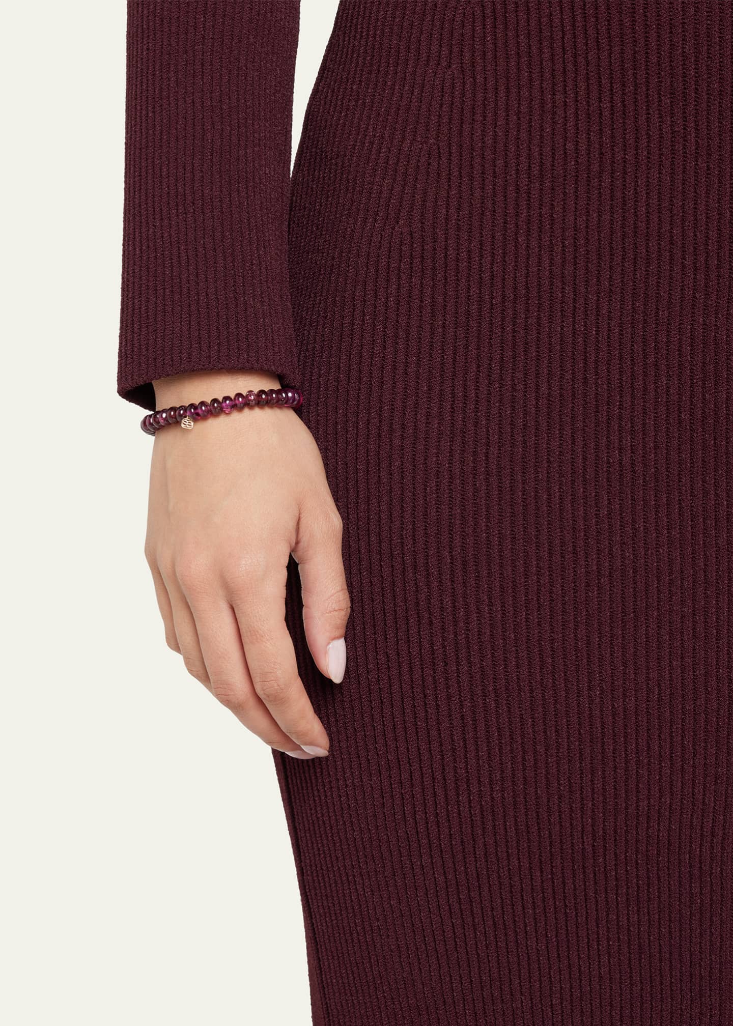 Sydney Evan Scallop Edge Pave Rondelle on Rhodolite Bead Bracelet ...