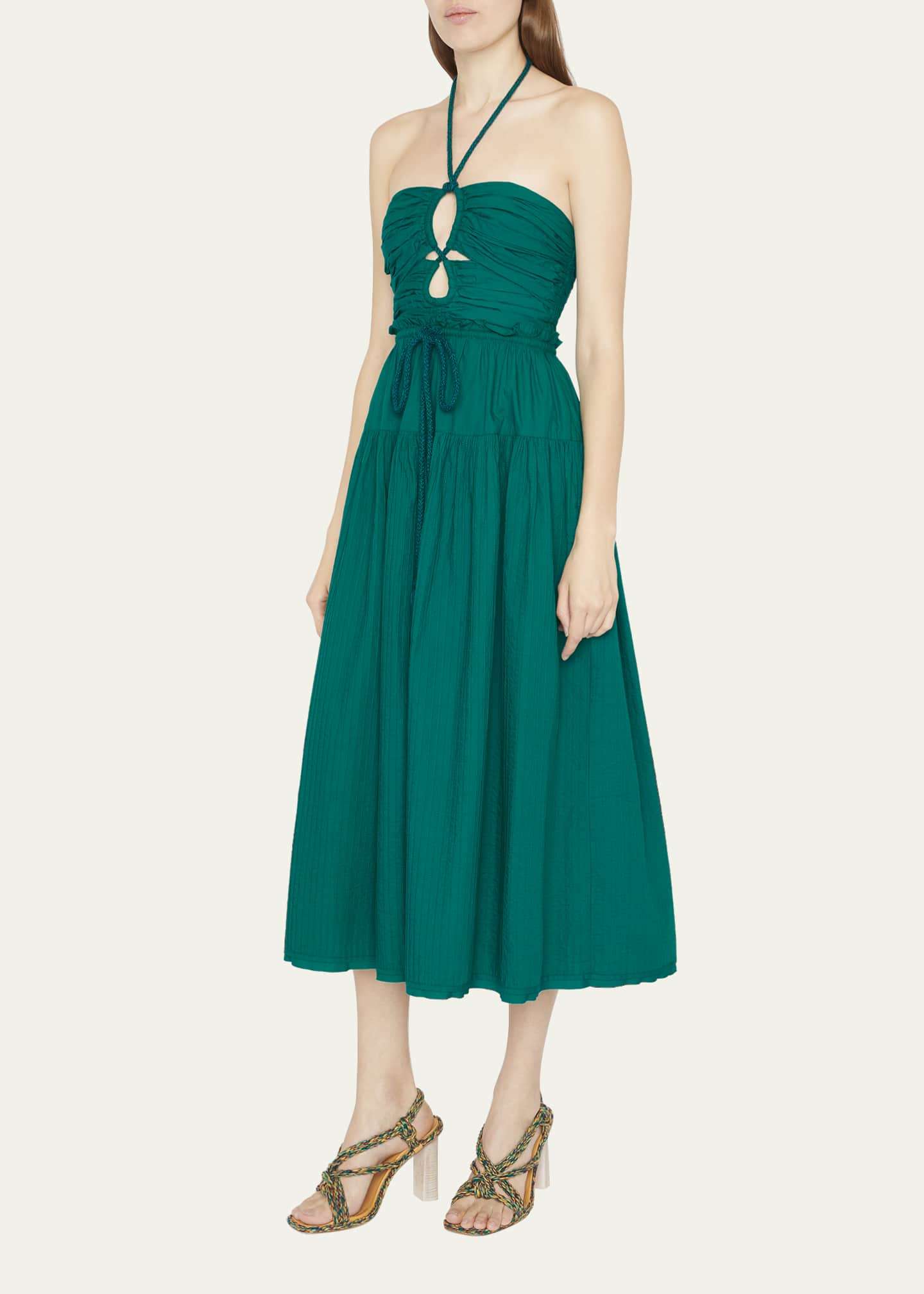 Ulla Johnson Emmaline Halter Pintuck Poplin Midi Dress - Bergdorf Goodman