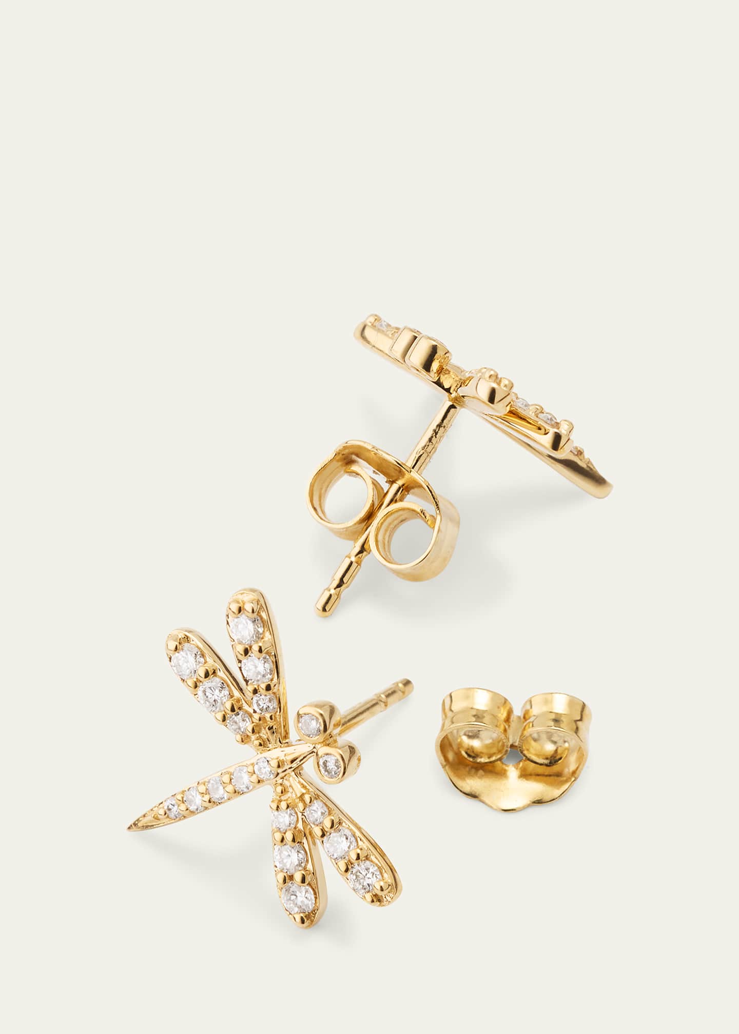 Sydney Evan 14K Diamond Dragonfly Stud Earring, Single - Bergdorf Goodman