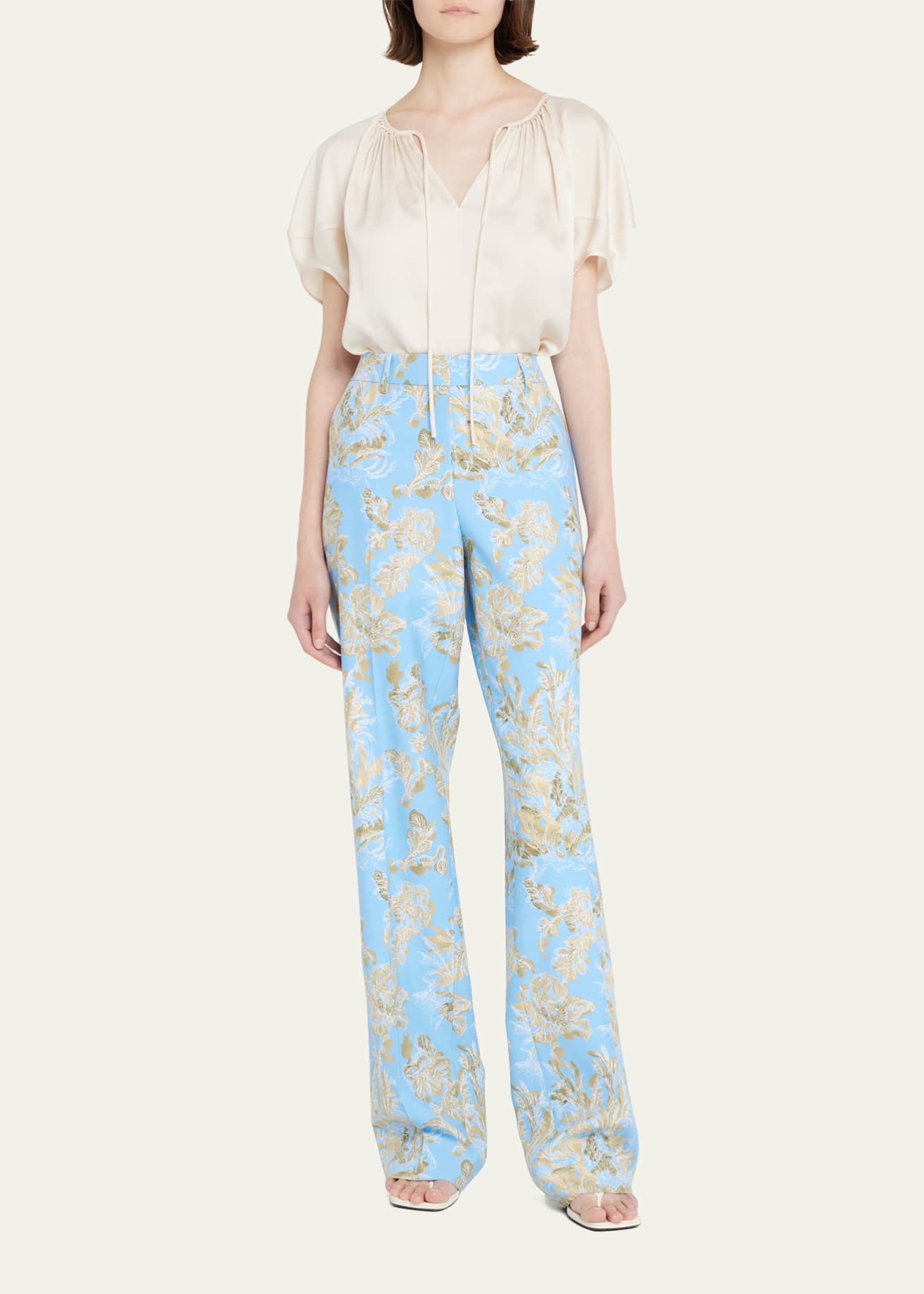 Lafayette 148 New York Pleated Puff-Sleeve Blouse - Bergdorf Goodman