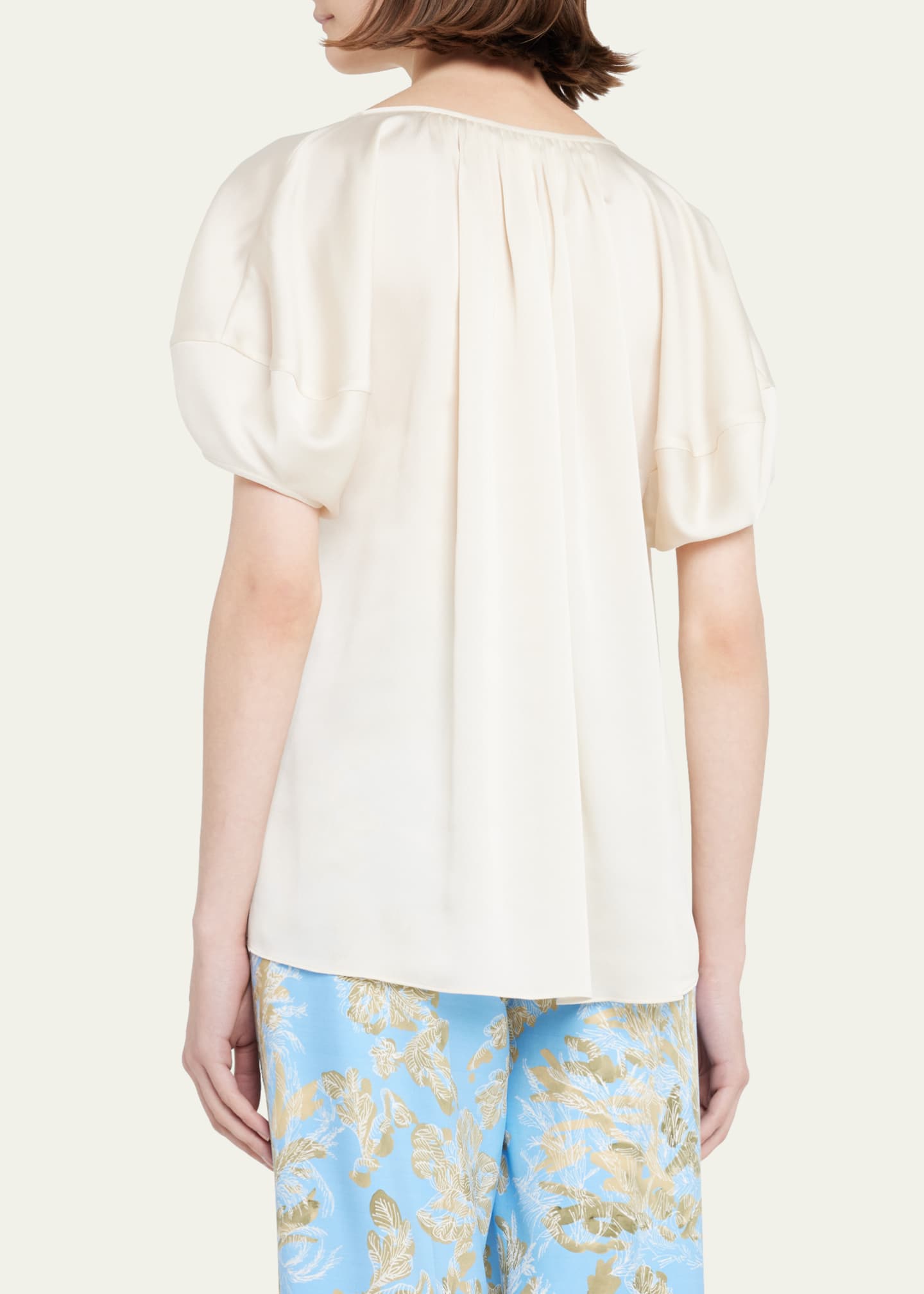 Lafayette 148 New York Pleated Puff-Sleeve Blouse - Bergdorf Goodman