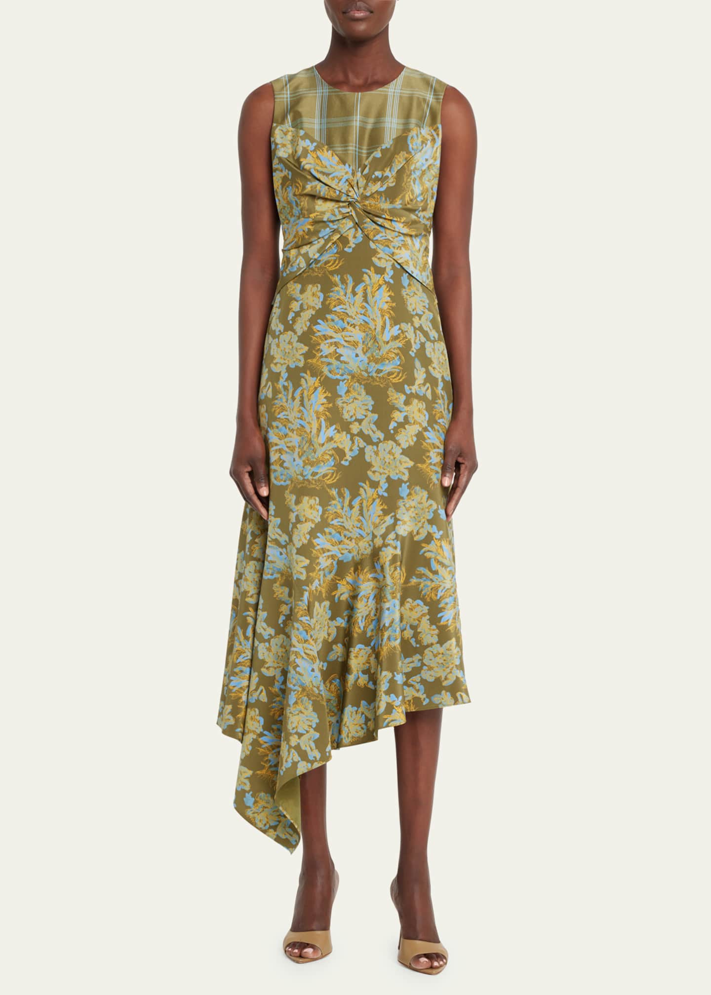 Lafayette 148 New York Patchwork-Print Twist-Front Maxi Dress ...