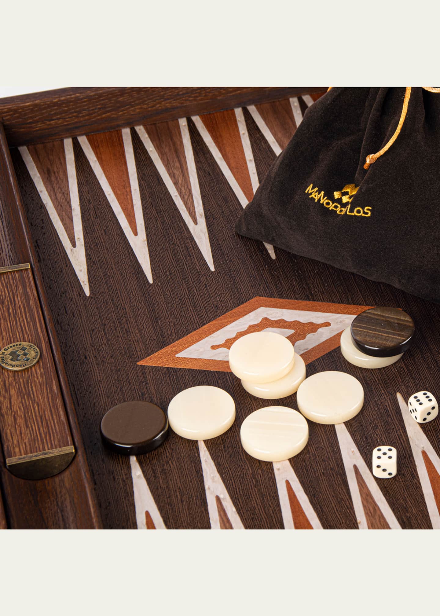 MANOPOULOS Walnut Backgammon Set With Side Racks - Bergdorf Goodman MANOPOULOS Walnut Backgammon Set With Side Racks - Bergdorf Goodman