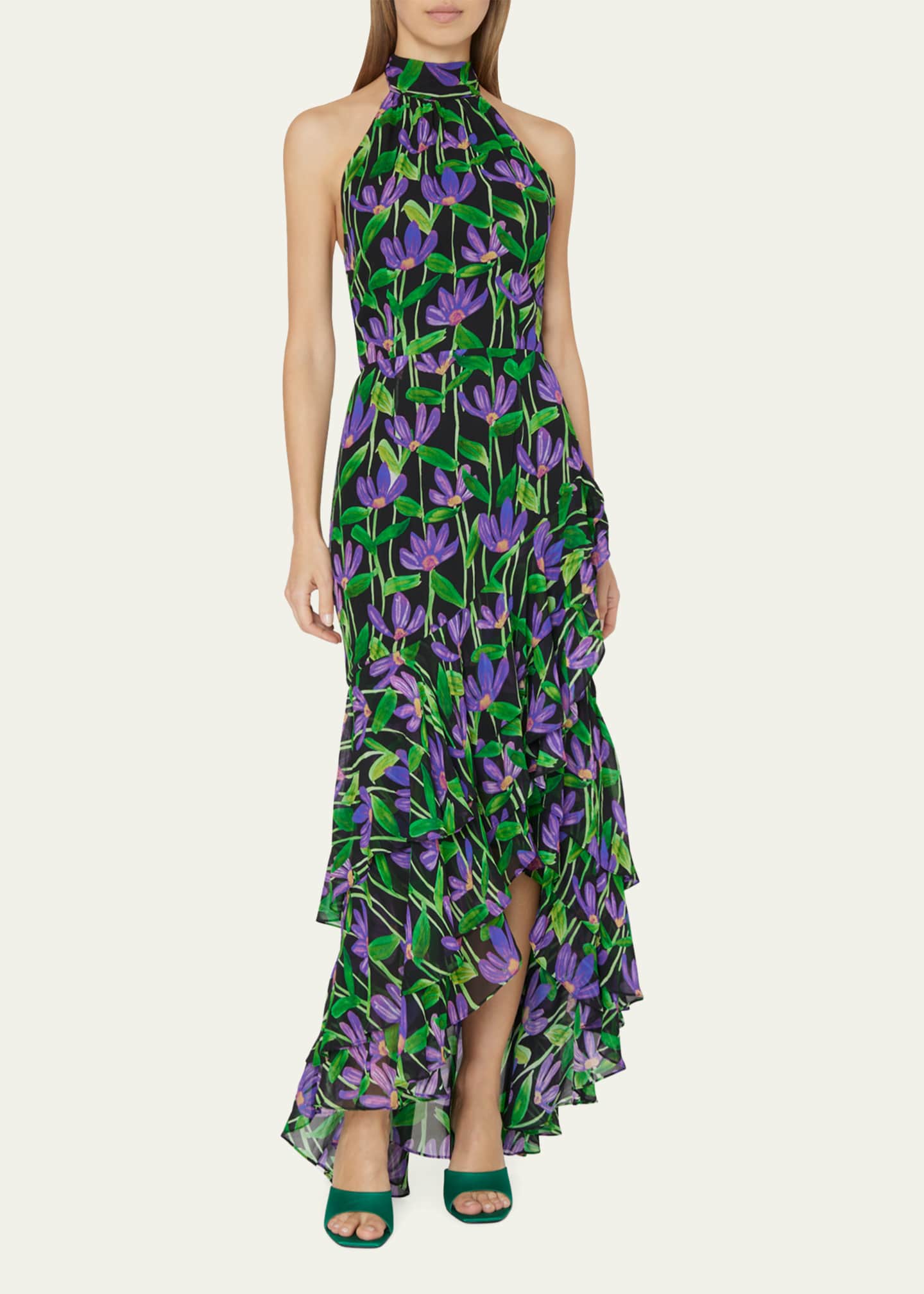 Milly Linley Tiered Floral-Print Halter Dress - Bergdorf Goodman