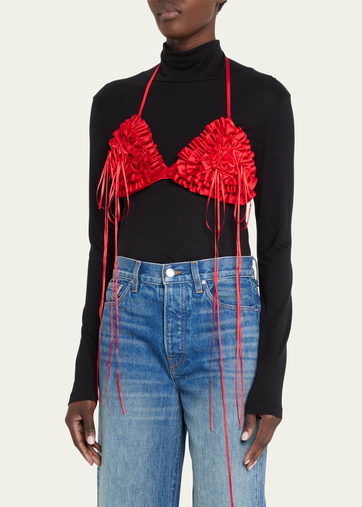 VAQUERA Rosette Ruffle Fringe-Ties Bra - Bergdorf Goodman