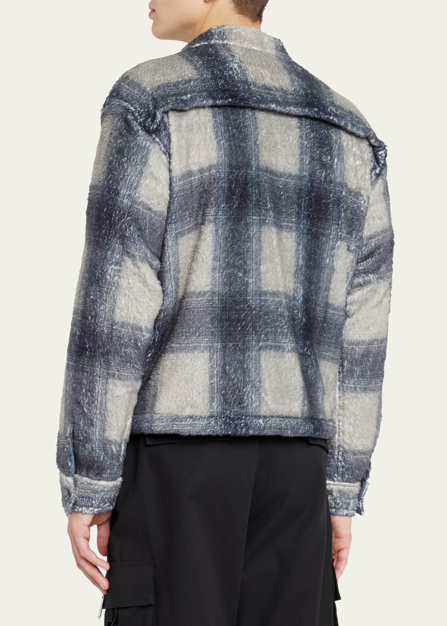 Stampd Men's Plaid Cropped Sherpa Jacket - Bergdorf Goodman