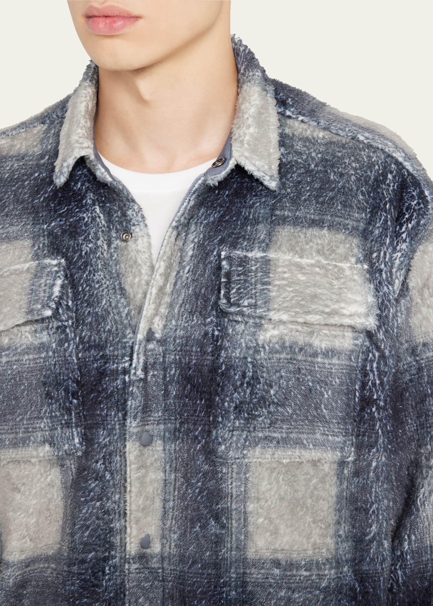 Stampd Men's Plaid Cropped Sherpa Jacket - Bergdorf Goodman