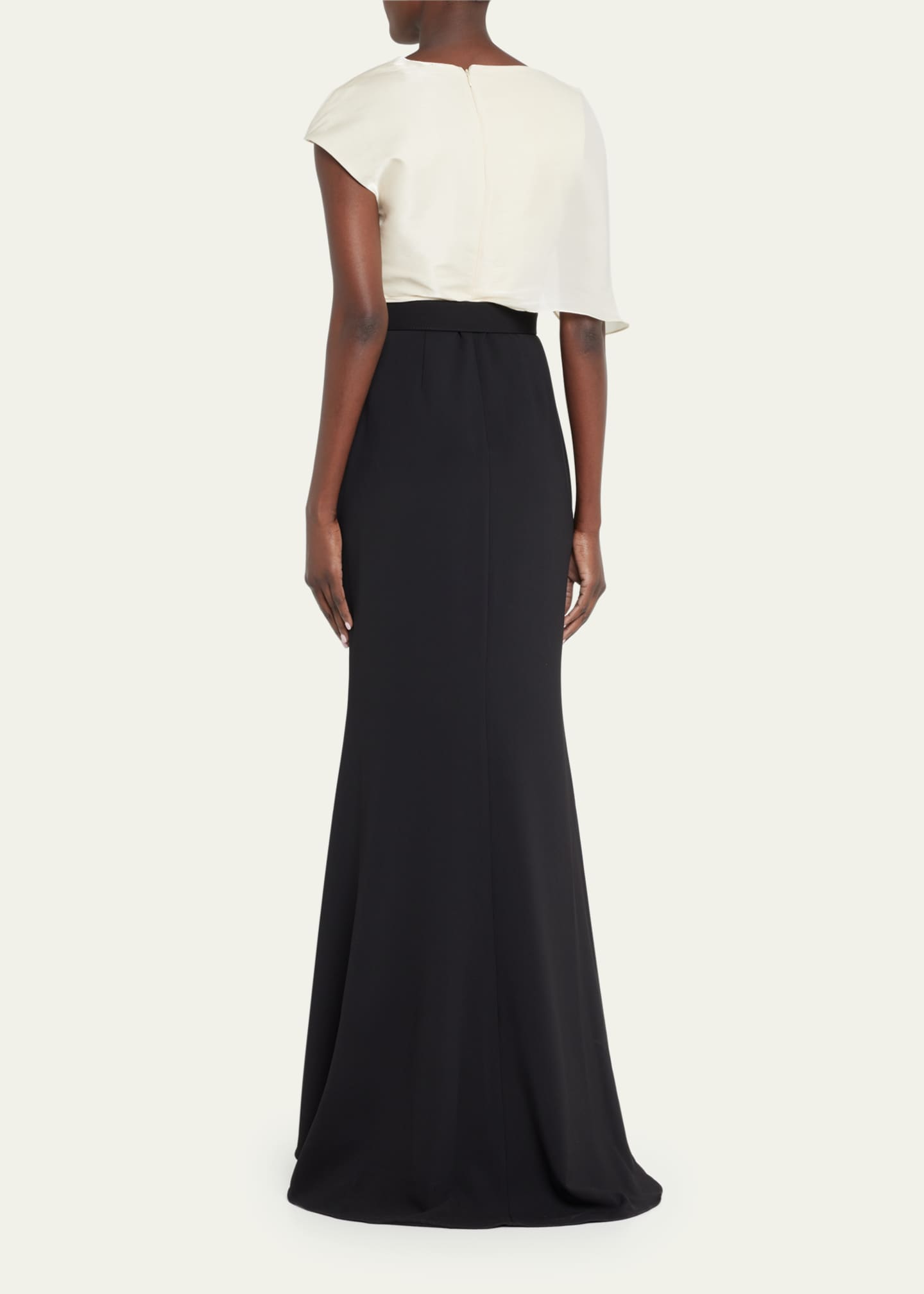 Badgley Mischka Collection Two-Tone Asymmetric Bow-Front Gown ...