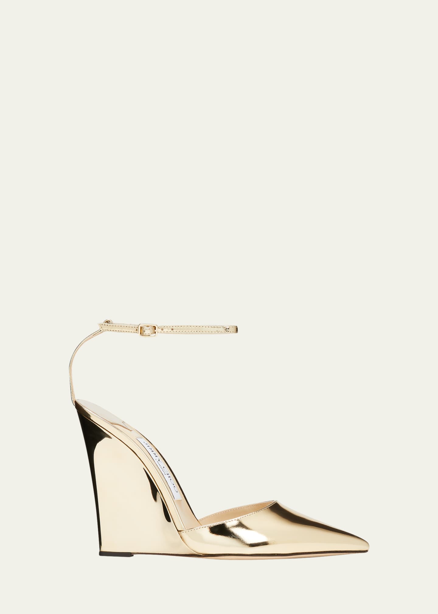 Jimmy Choo Brien Metallic Ankle-Strap Wedge Pumps - Bergdorf Goodman