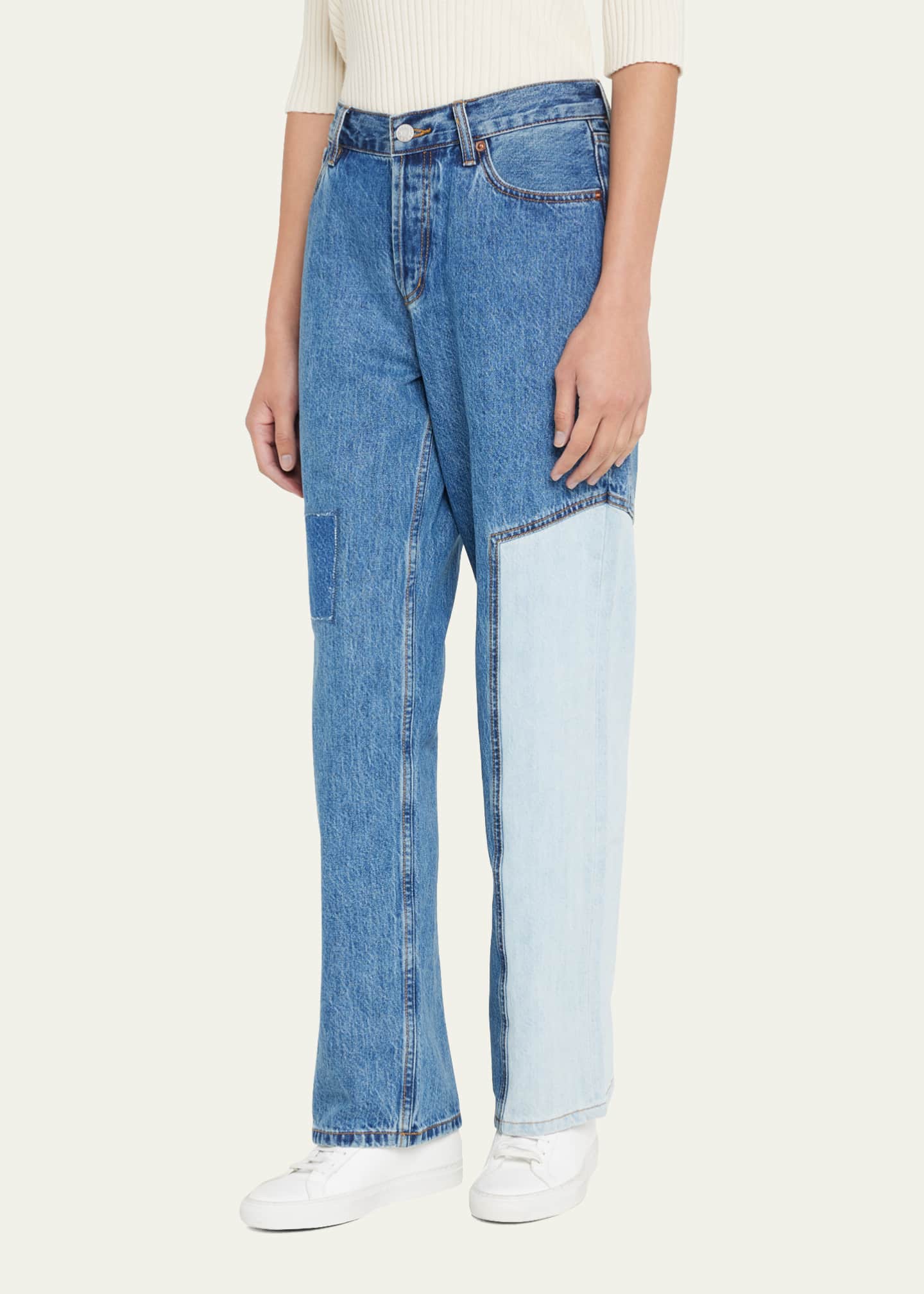 Still Here Skater Patchwork Straight-Leg Jeans - Bergdorf Goodman