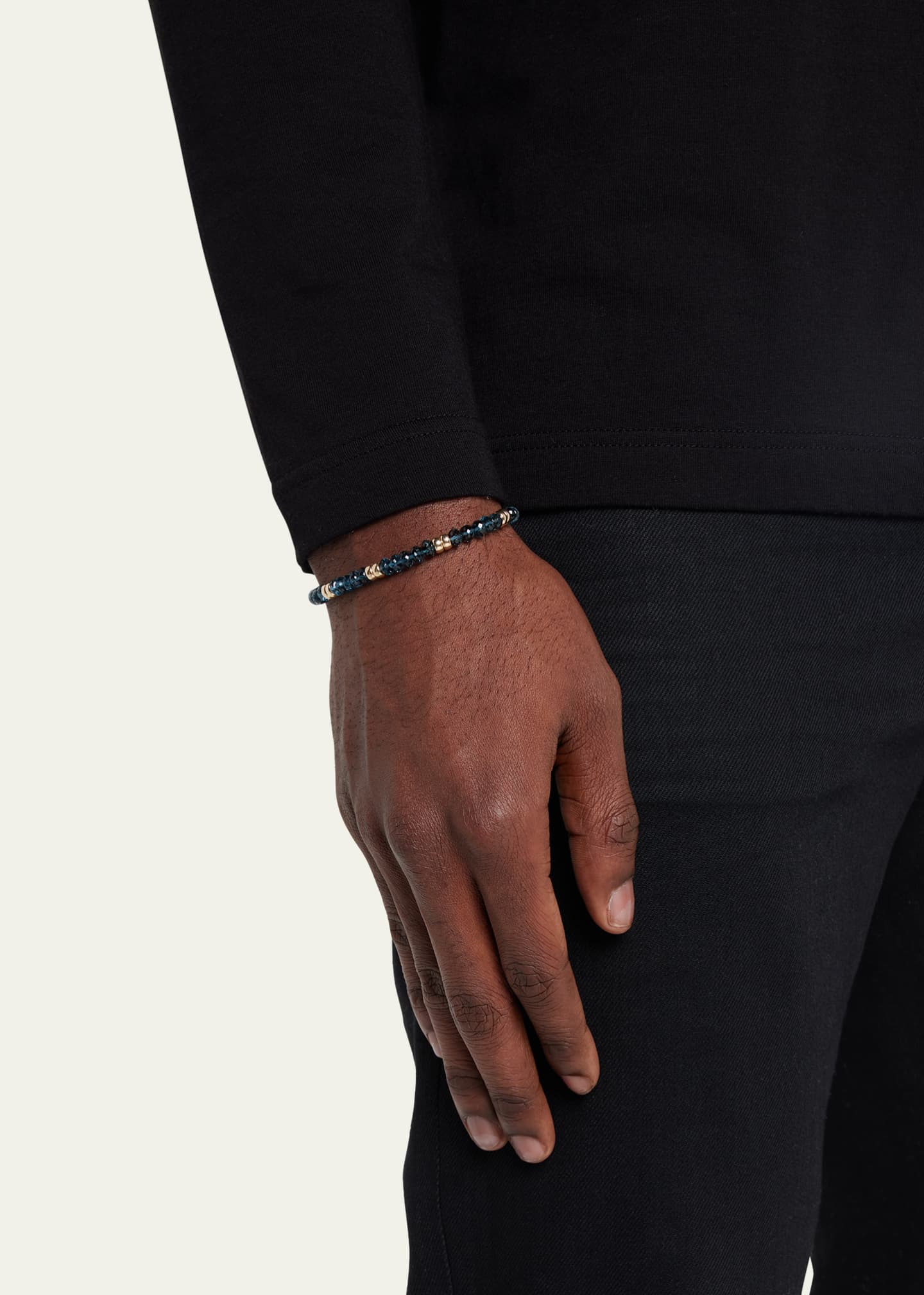 Lois Sasson Design Men's 18K Yellow Gold Blue Topaz Beaded Bracelet ...