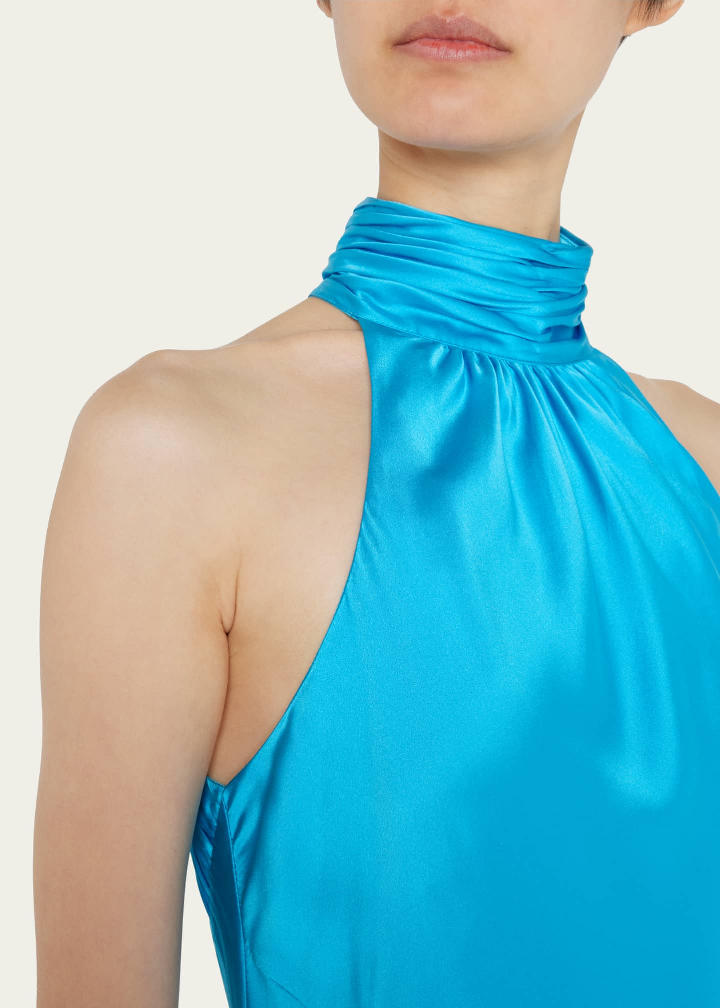 Cinq a Sept Reem Bias-Cut Draped-Back Halter Silk Gown - Bergdorf Goodman
