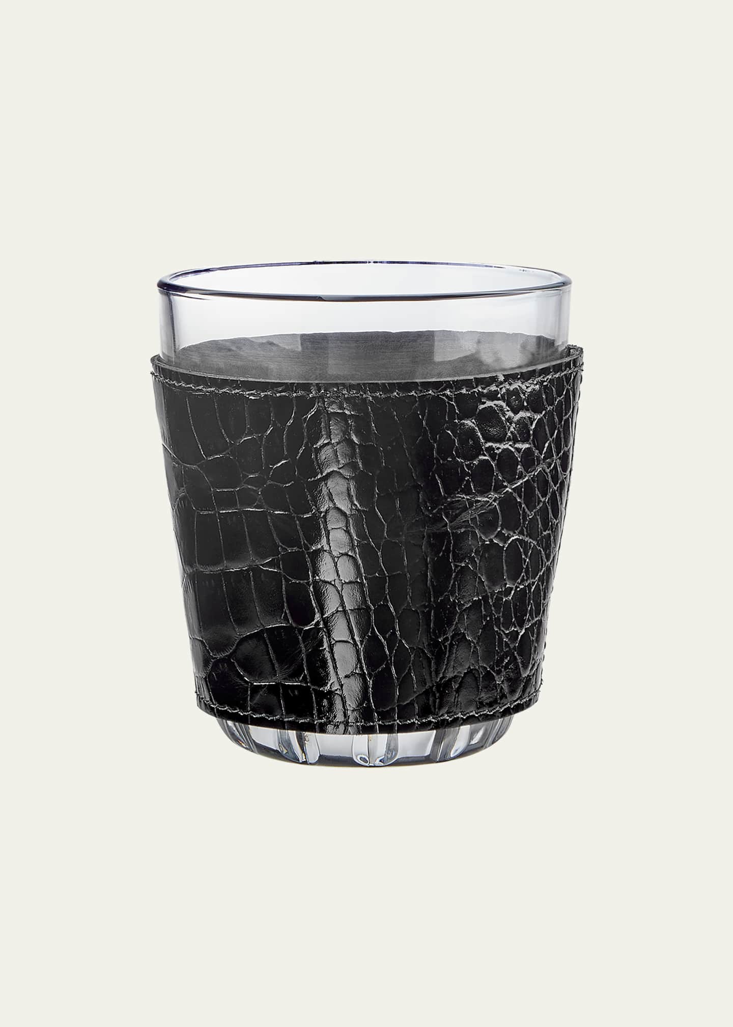 Graphic Image Croc-Embossed Leather Wrapped Glasses, Set of 2 ...