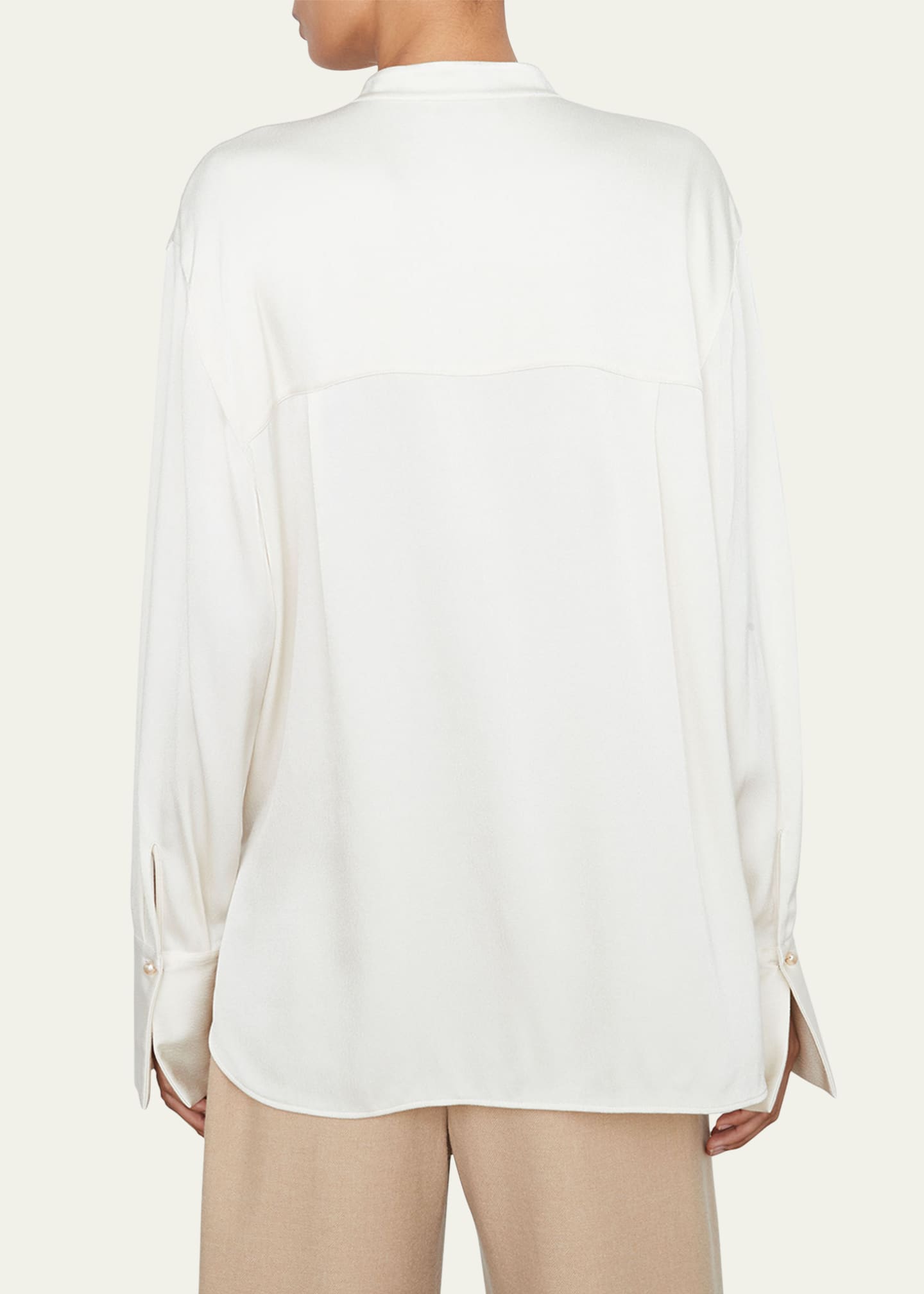 Vince Relaxed Band-Collar Satin Shirt - Bergdorf Goodman