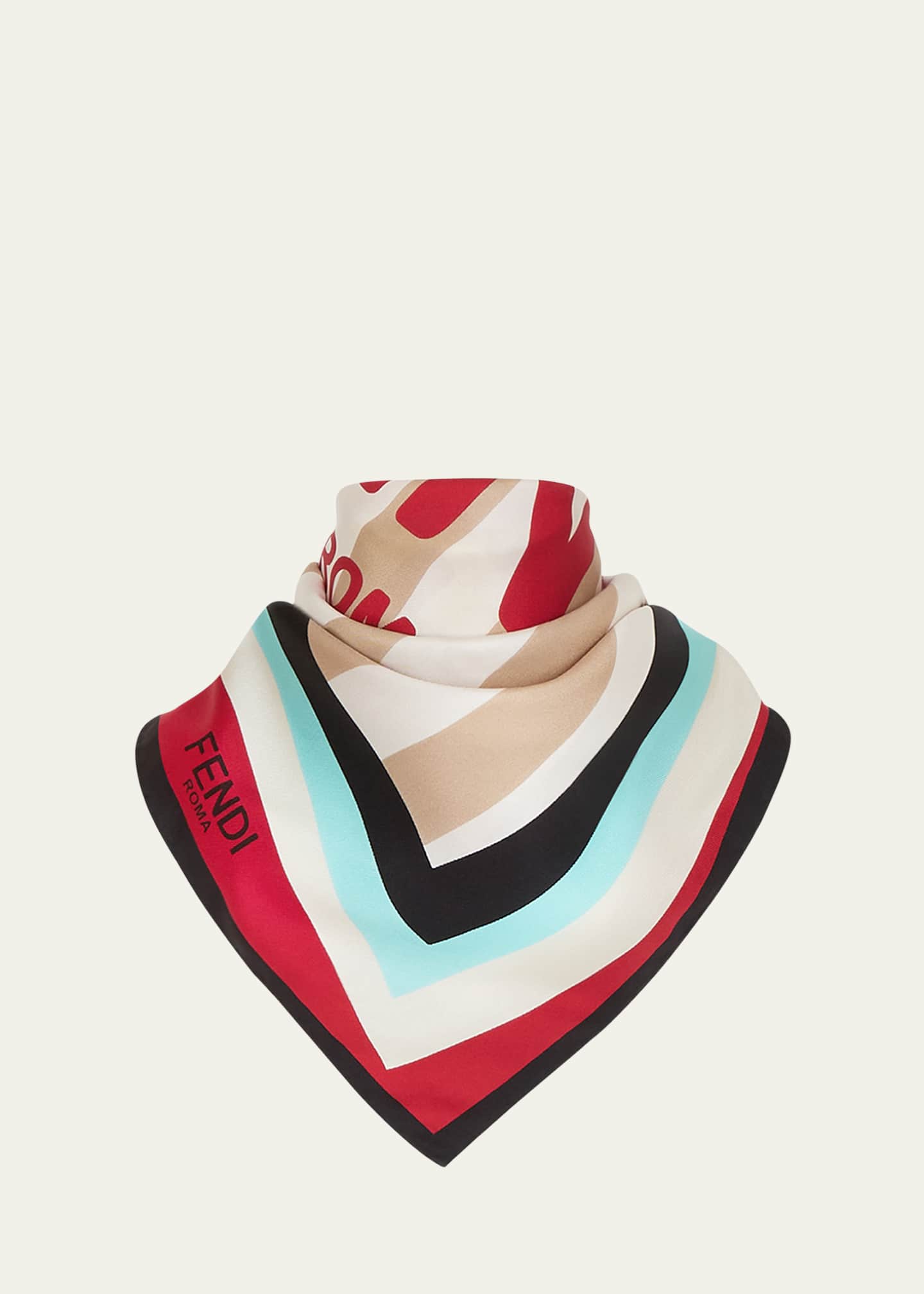 Fendi Logo Striped Silk Foulard - Bergdorf Goodman