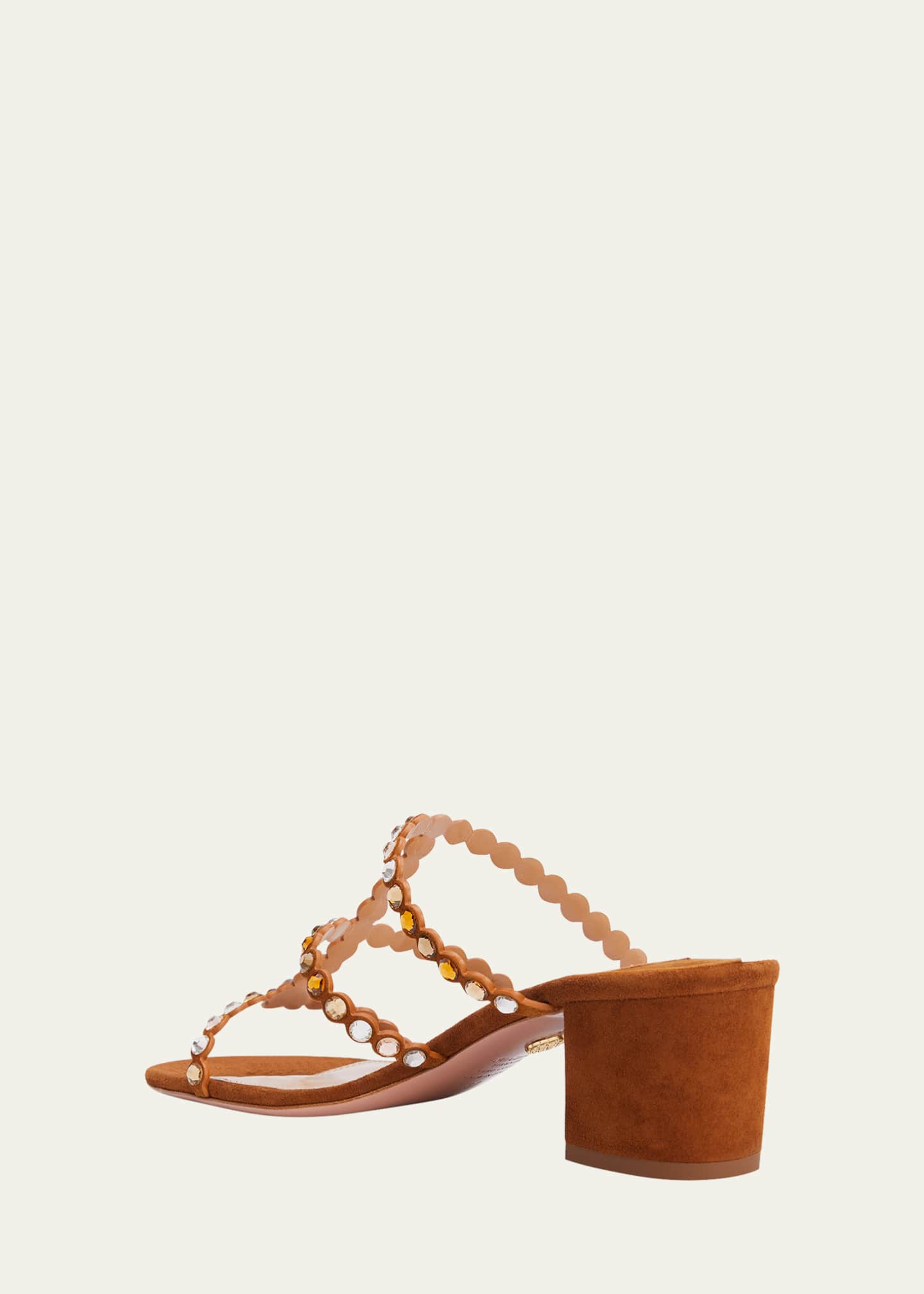 Aquazzura Tequila Crystal Suede Caged Sandals - Bergdorf Goodman