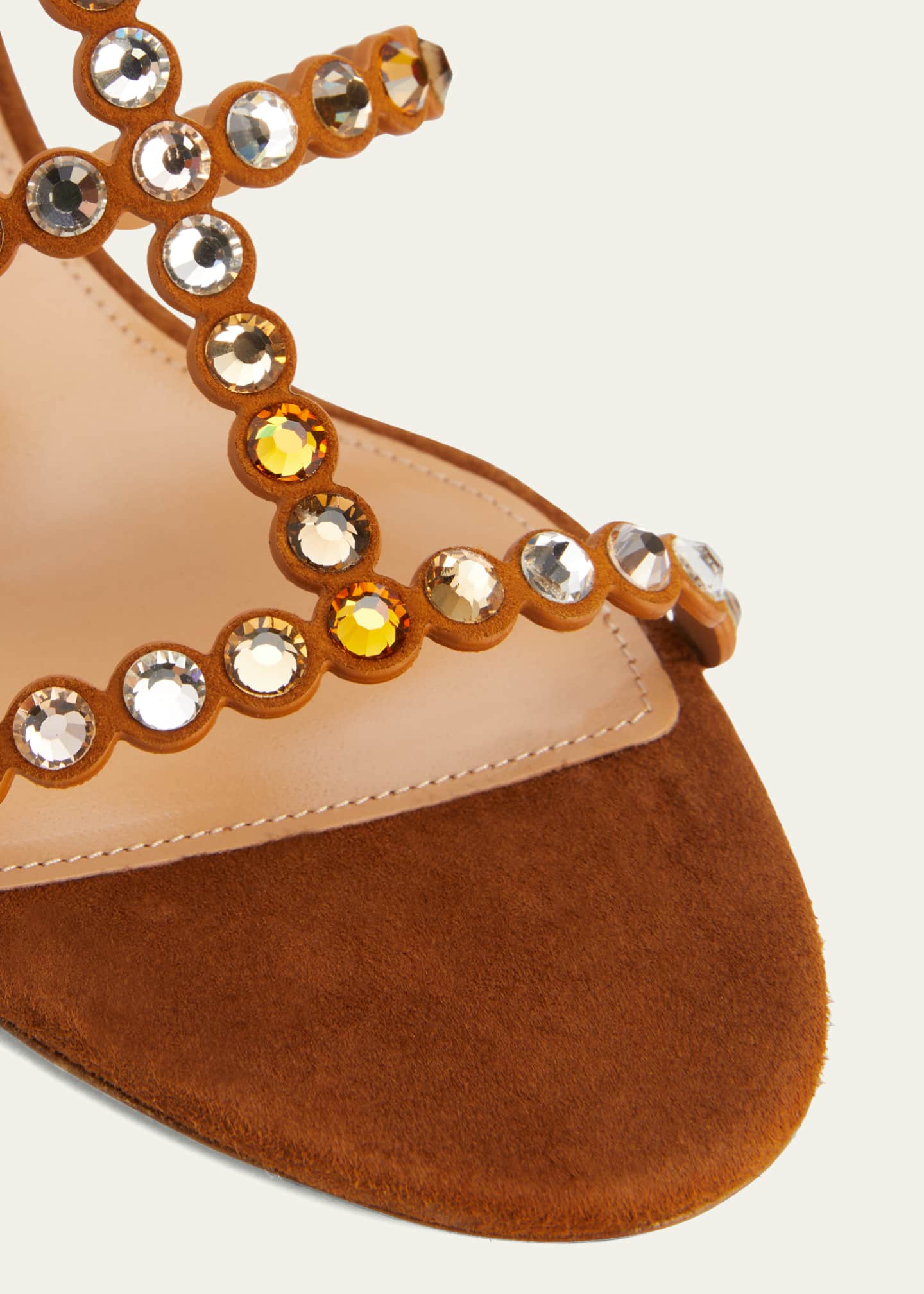 Aquazzura Tequila Crystal Suede Caged Sandals - Bergdorf Goodman