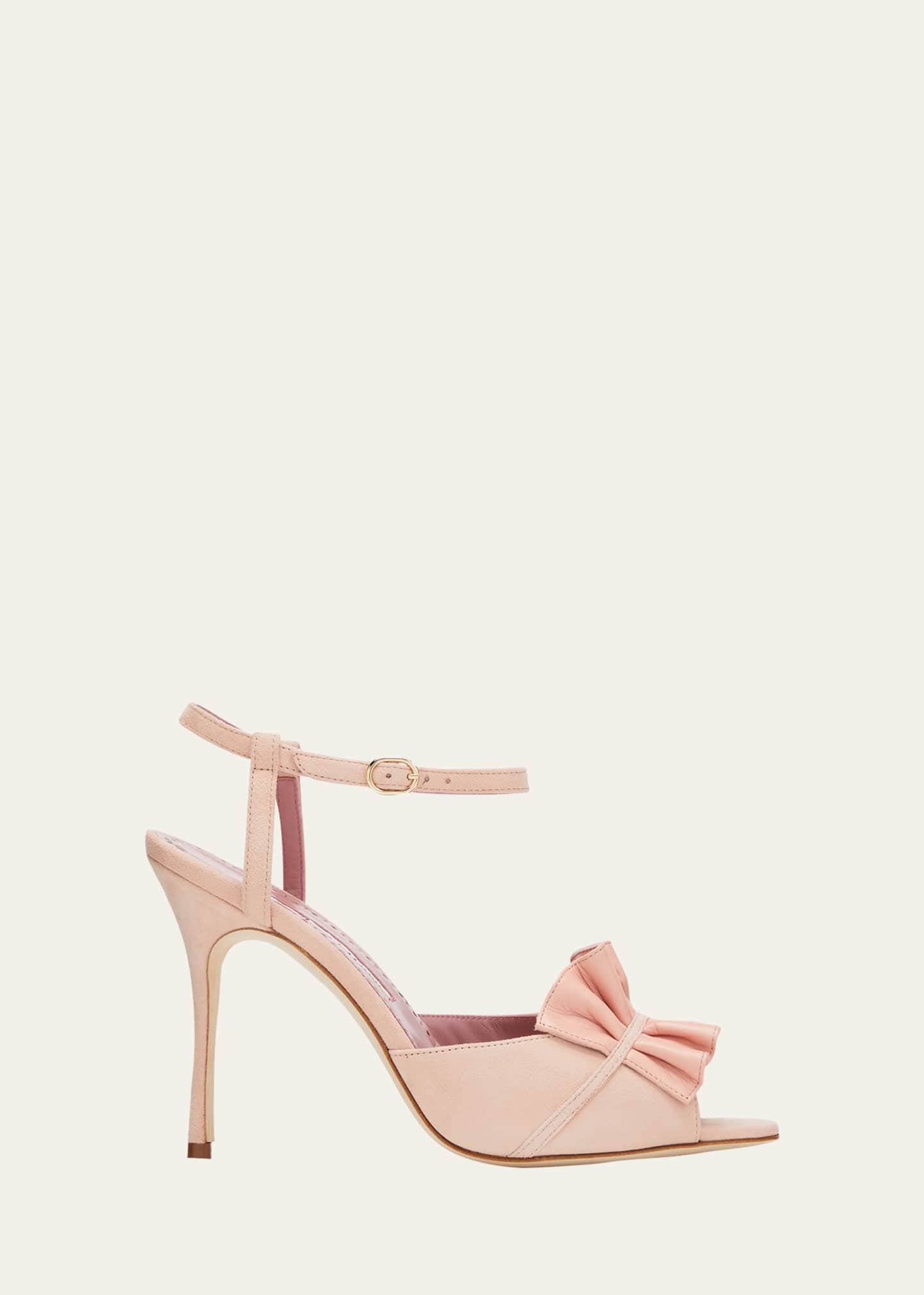 Manolo Blahnik Khedni Ruffle Peep-Toe Stiletto Pumps - Bergdorf Goodman