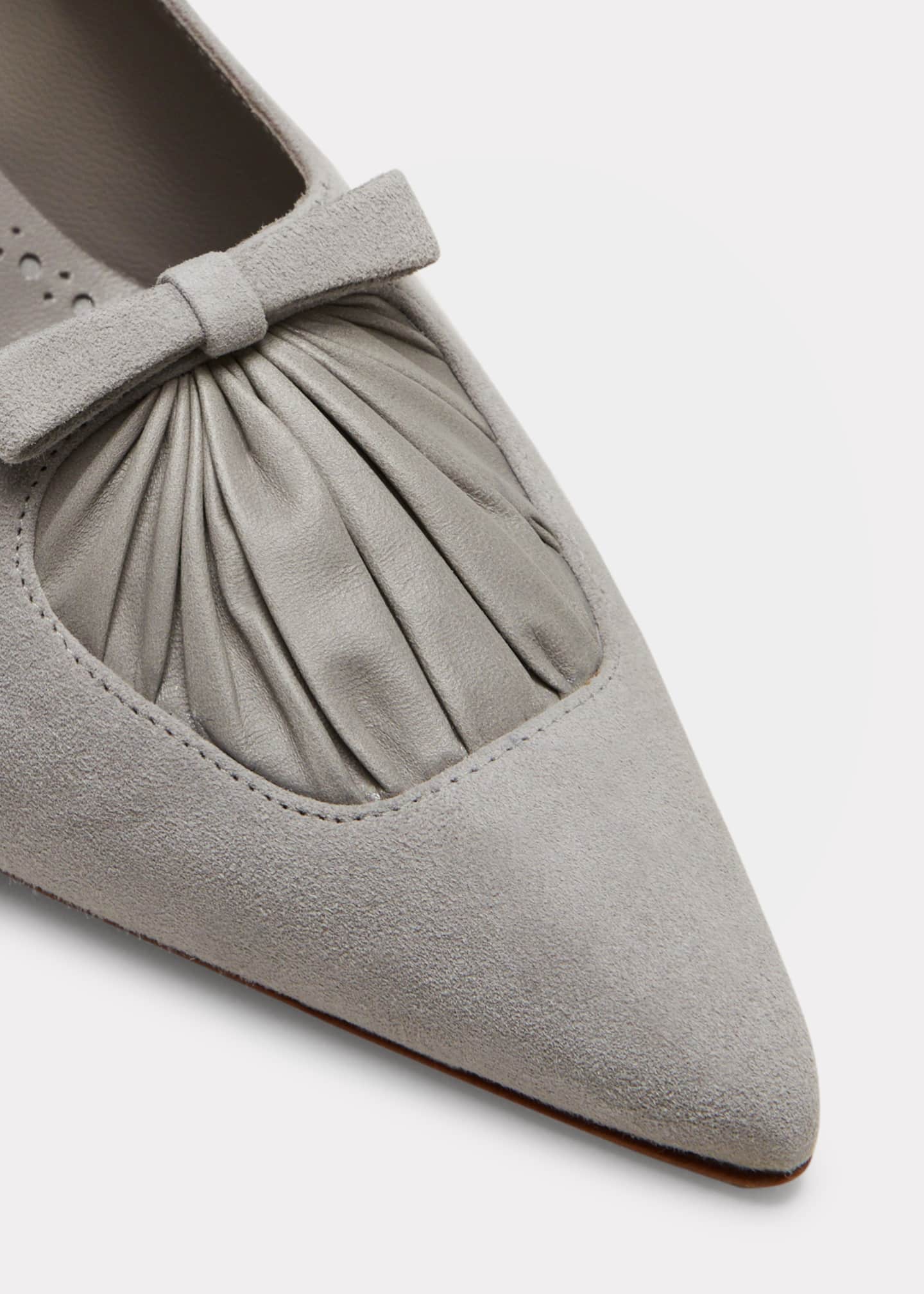 Manolo Blahnik Balquee Pointed Suede Kitten-Heel Pumps - Bergdorf Goodman