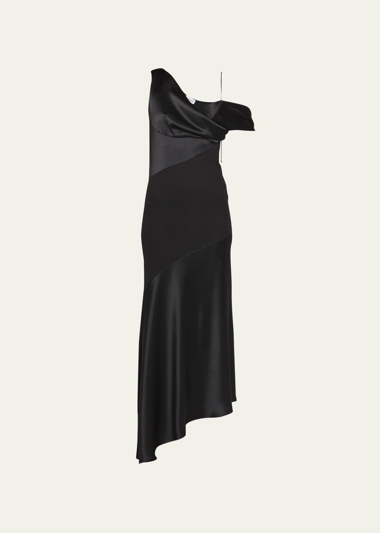 Loewe One-Shoulder Draped Satin Maxi Dress - Bergdorf Goodman