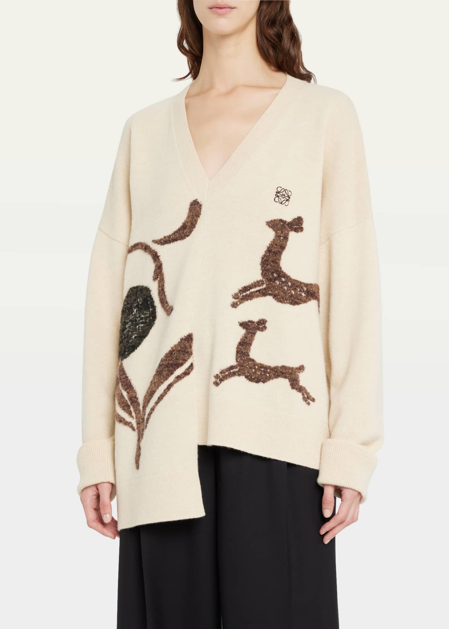 Loewe Asymmetric Deer Knit Sweater - Bergdorf Goodman