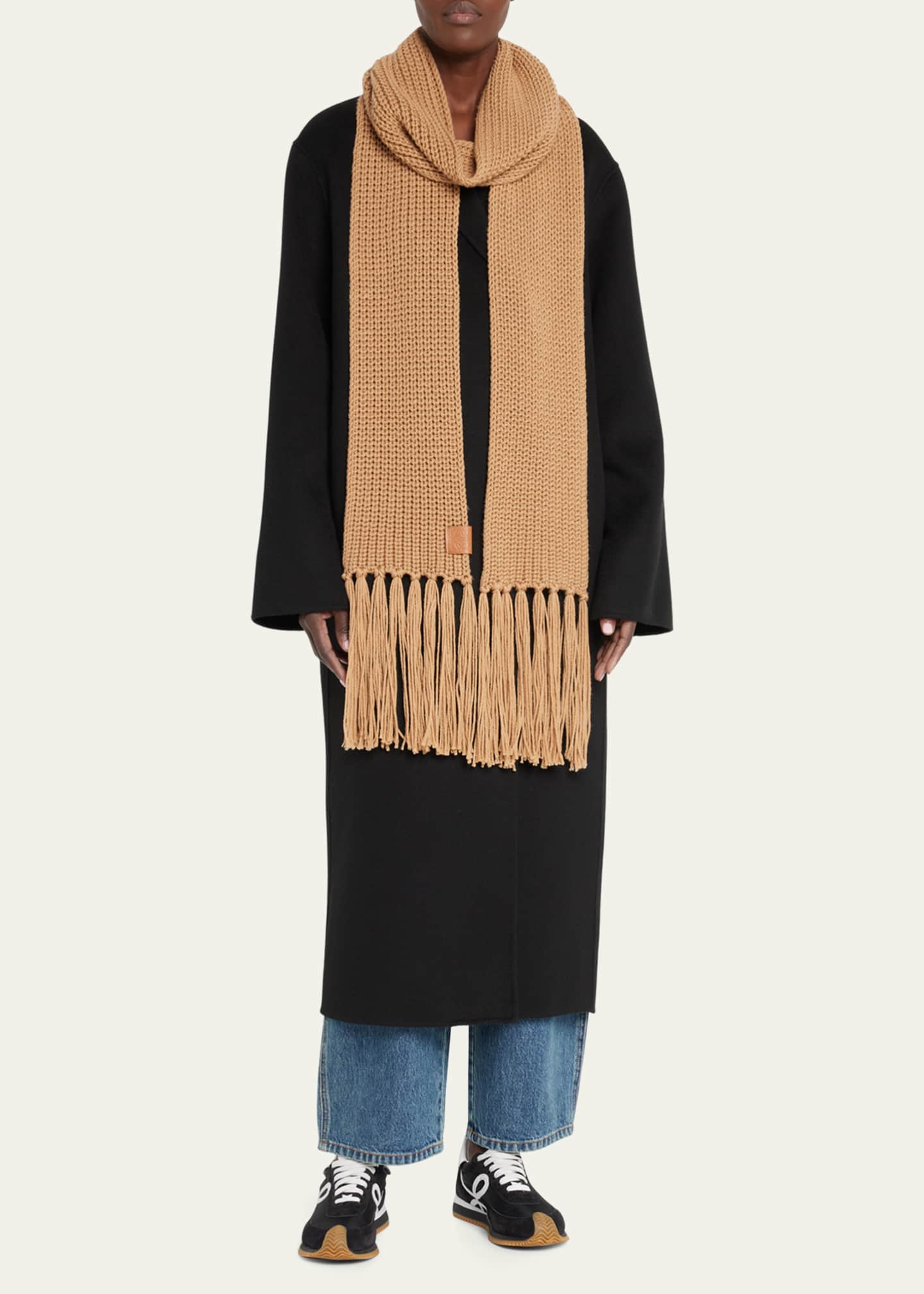 Loewe Knit Wool Fringe Scarf - Bergdorf Goodman