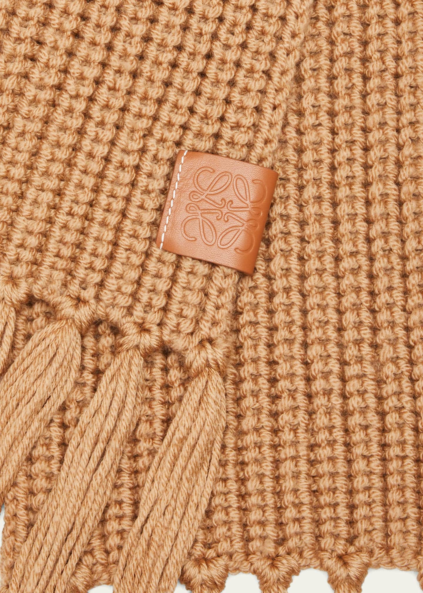 Loewe Knit Wool Fringe Scarf - Bergdorf Goodman