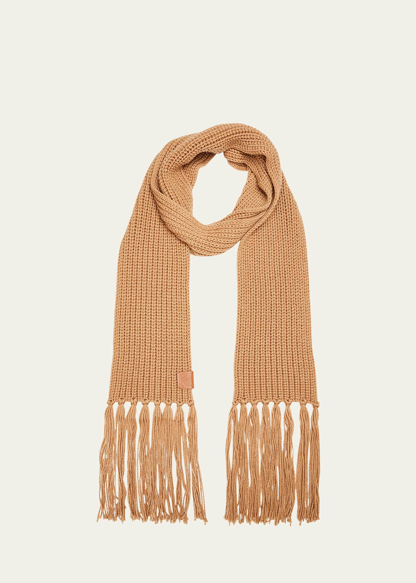 Loewe Knit Wool Fringe Scarf - Bergdorf Goodman