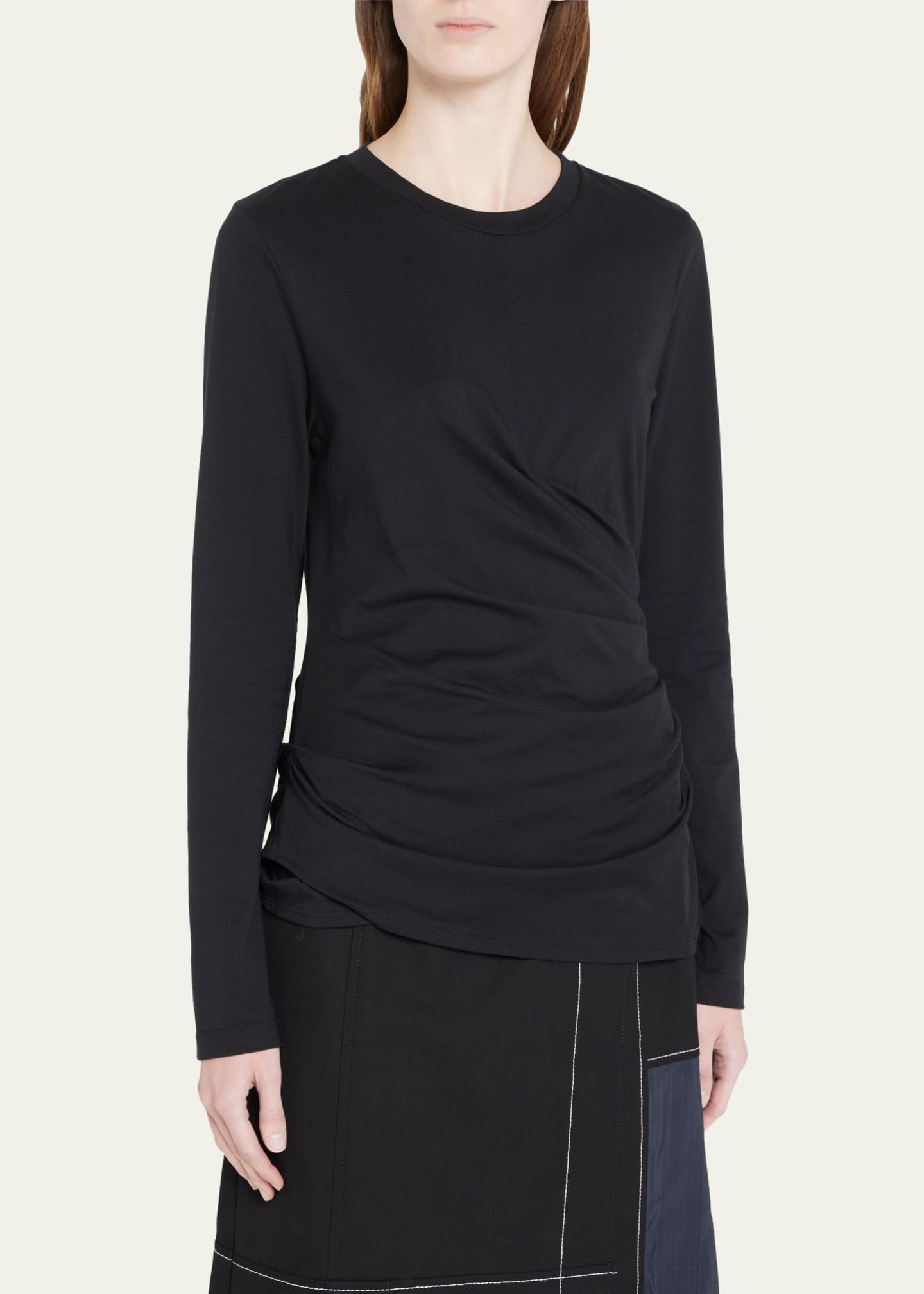 3.1 Phillip Lim Draped Long-Sleeve Tee - Bergdorf Goodman