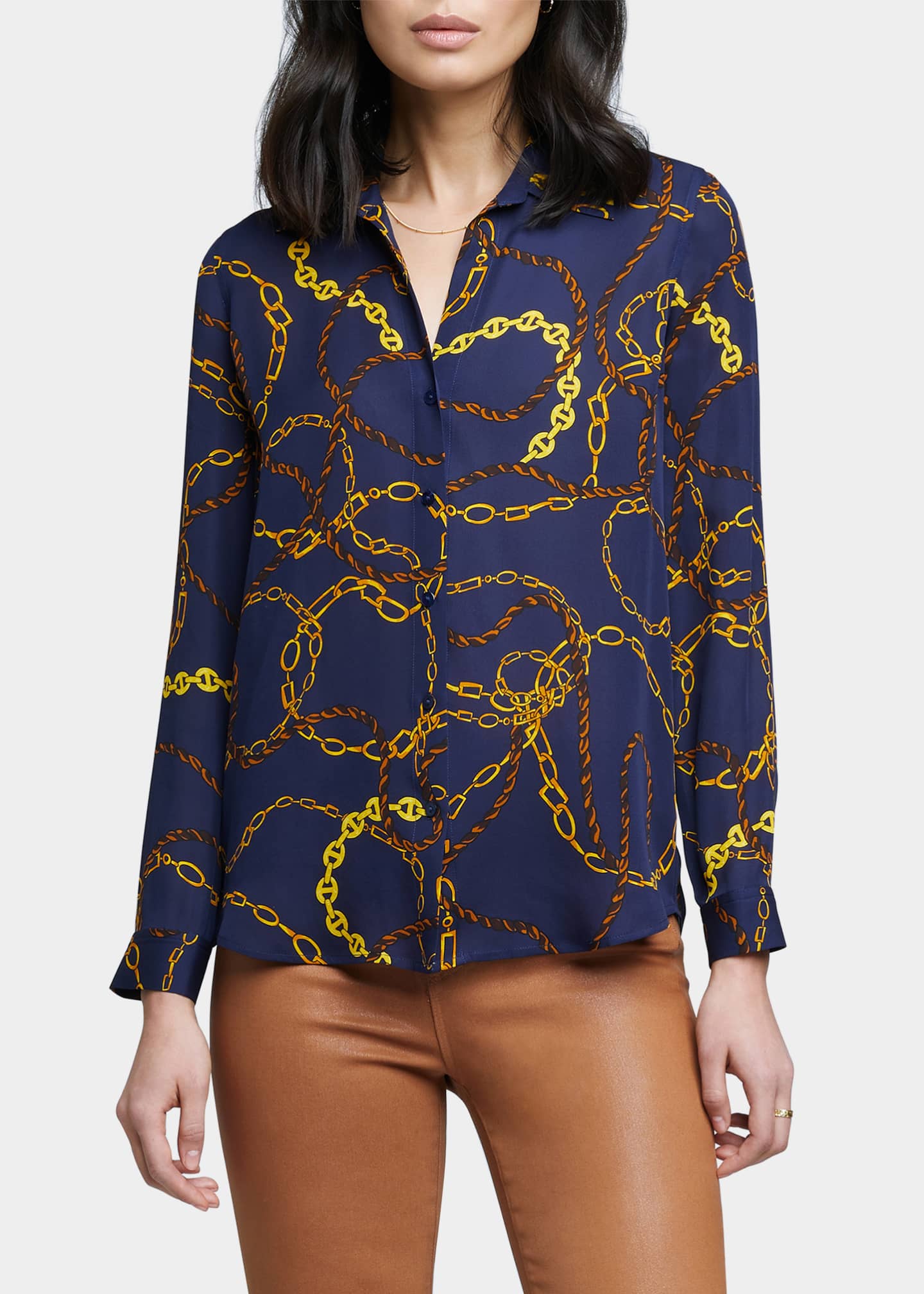 L'Agence Nina Lasso Chain Blouse - Bergdorf Goodman