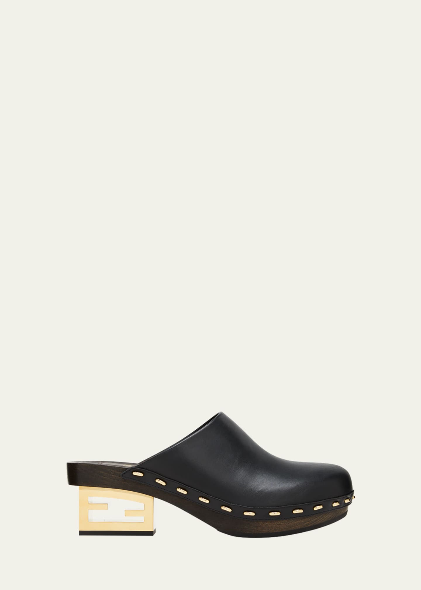 Fendi 60mm Vitello Mid-Heel Baguette Clogs - Bergdorf Goodman