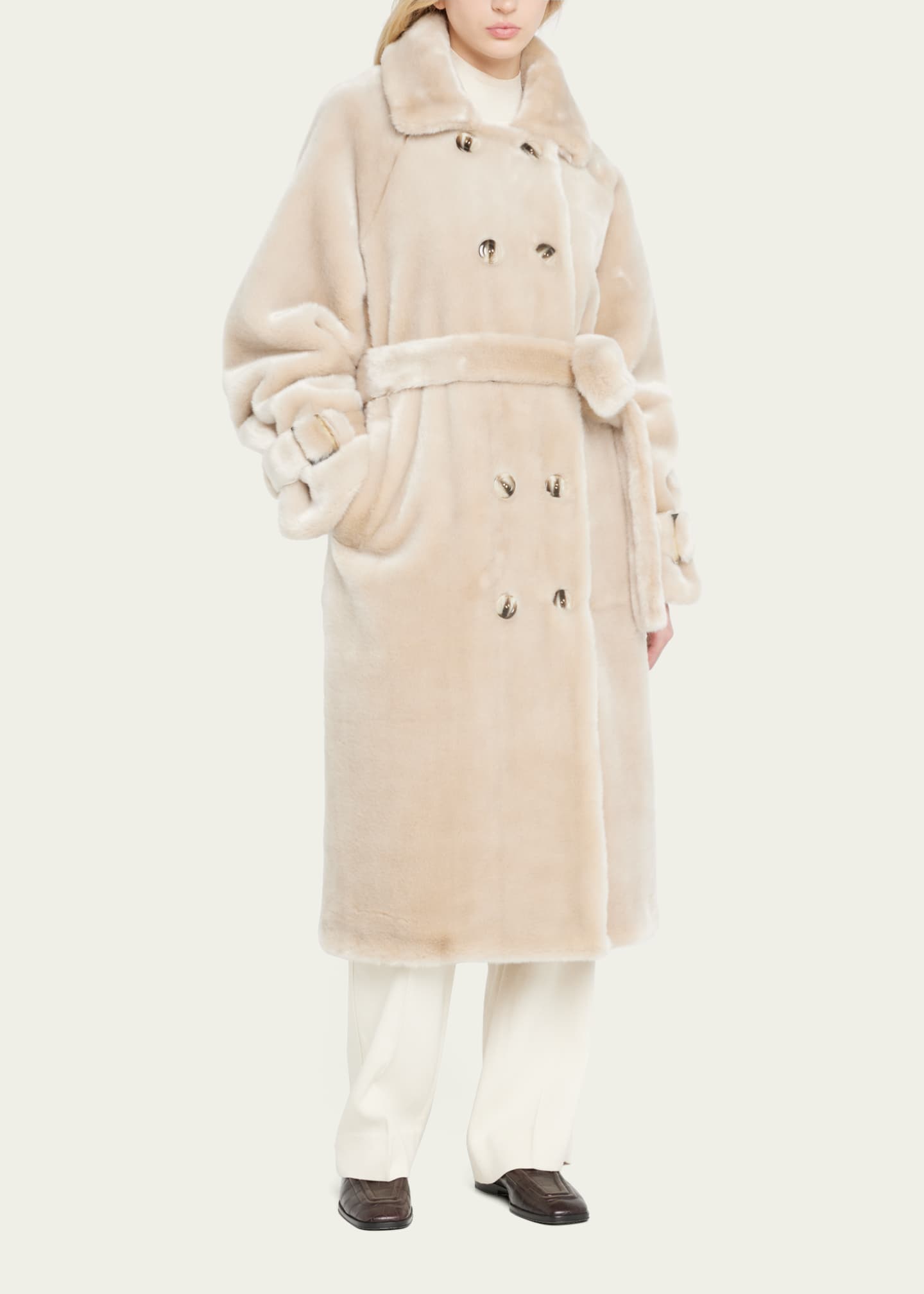 FAZ The Coal Oversized Faux Fur Trench Coat - Bergdorf Goodman