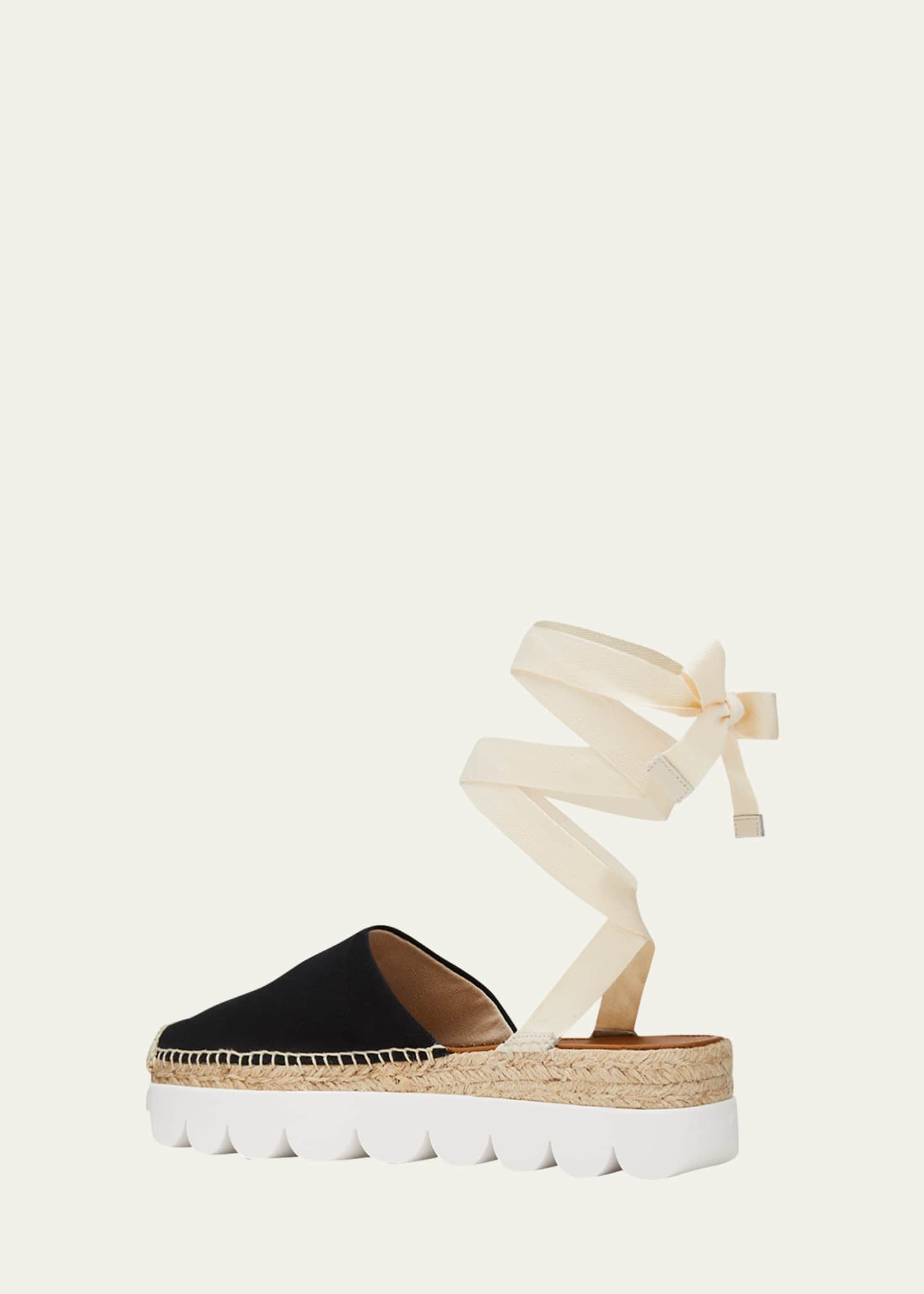 Marni Bicolor Canvas Ankle-Wrap Sabot Espadrilles - Bergdorf Goodman