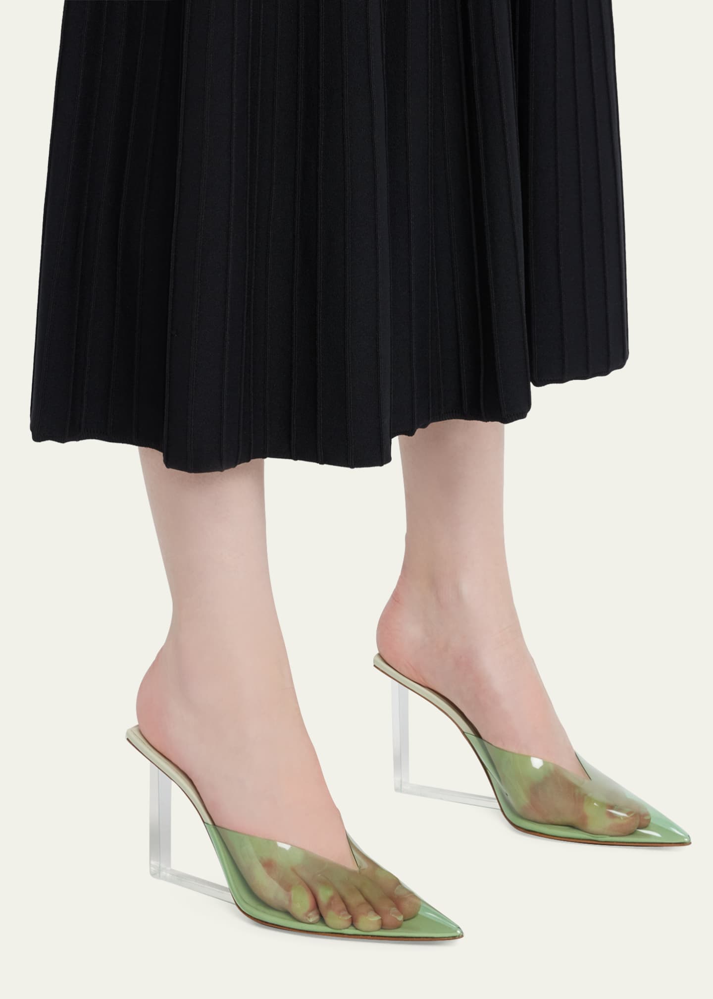 ARIELLE BARON Glassworks Clear-Wedge Mules - Bergdorf Goodman