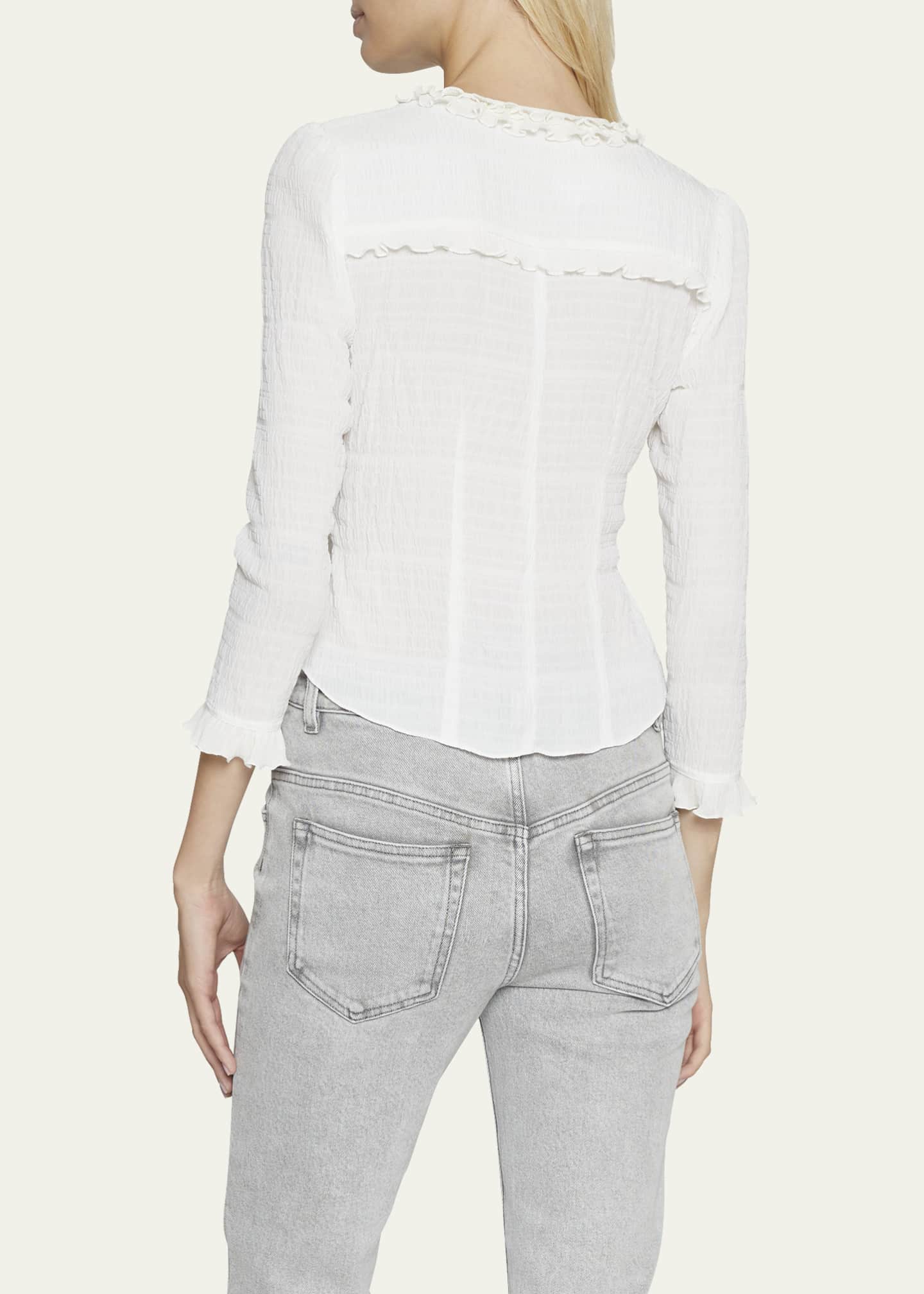 Isabel Marant Georgia Smocked Ruffle Button-Front Blouse - Bergdorf Goodman