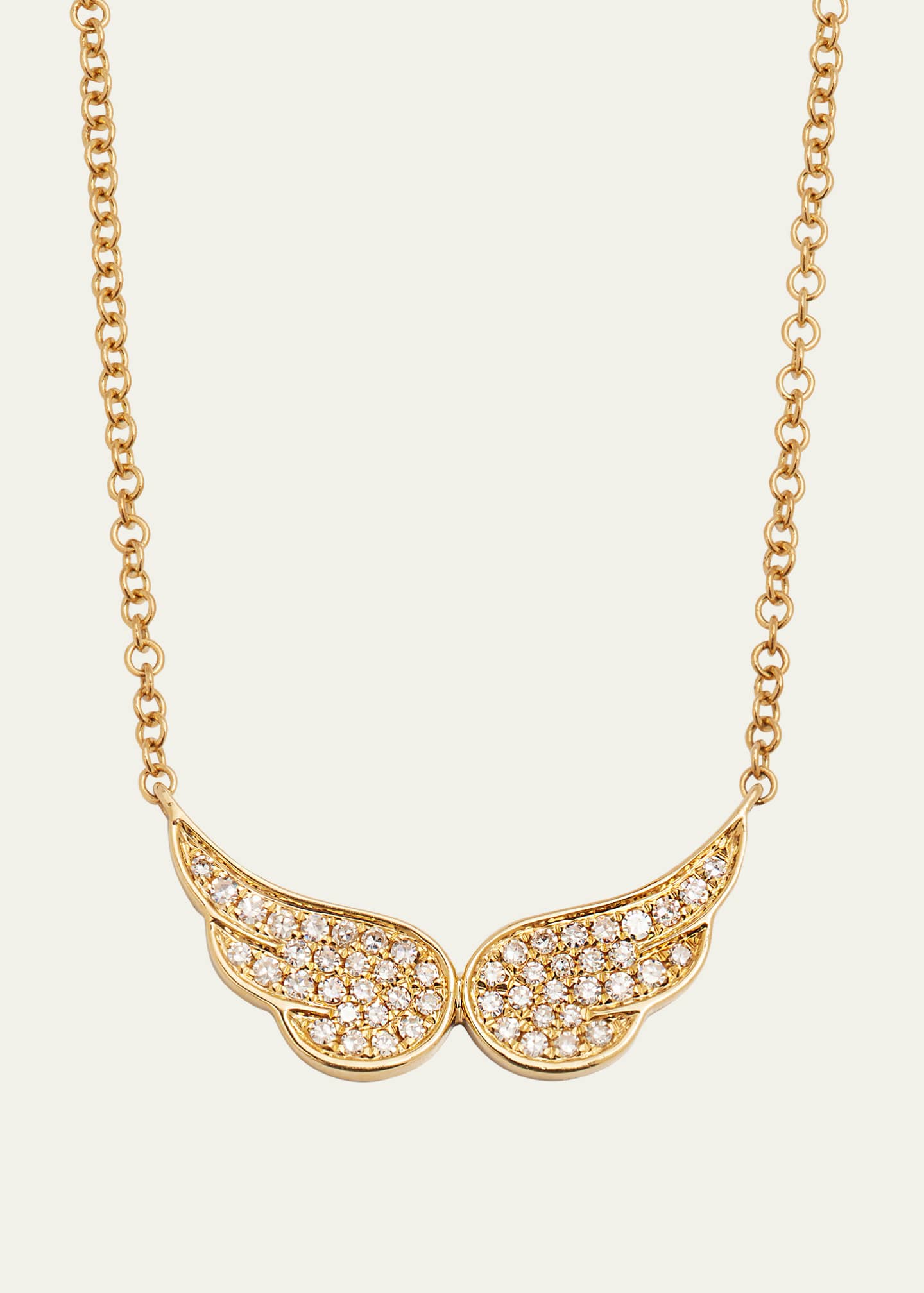 EF Collection 14K Yellow Gold Diamond Double Angel Wing Necklace ...