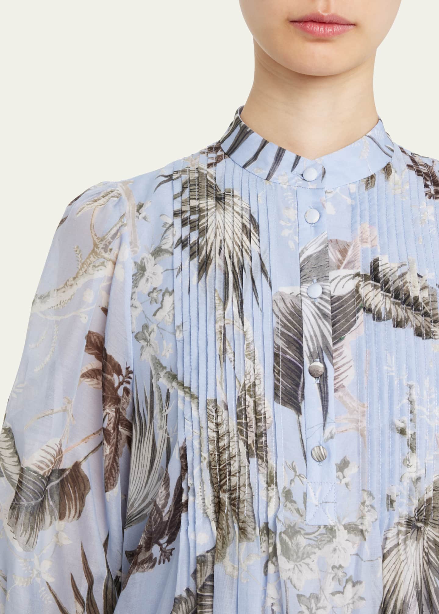 Erdem Floral-Print Pleated Bib Maxi Dress - Bergdorf Goodman