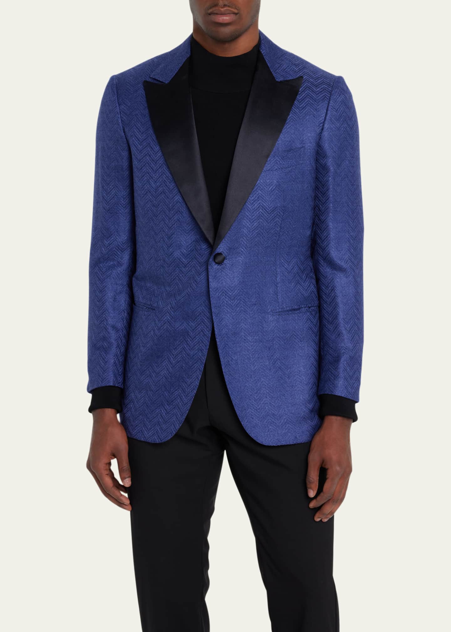 Kiton Men's Herringbone Jacquard Peak Dinner Jacket - Bergdorf Goodman