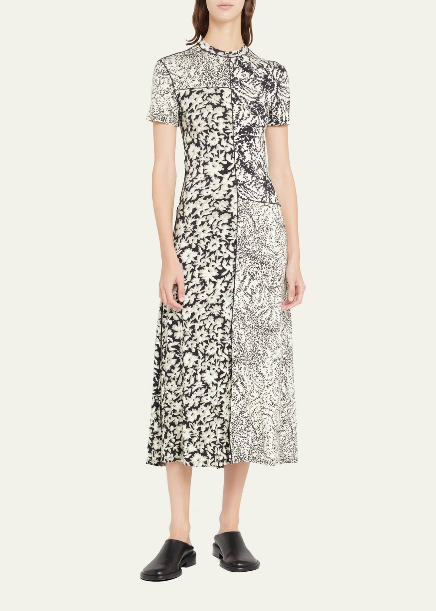 Proenza Schouler White Label Mixed Floral Crewneck Midi Dress ...