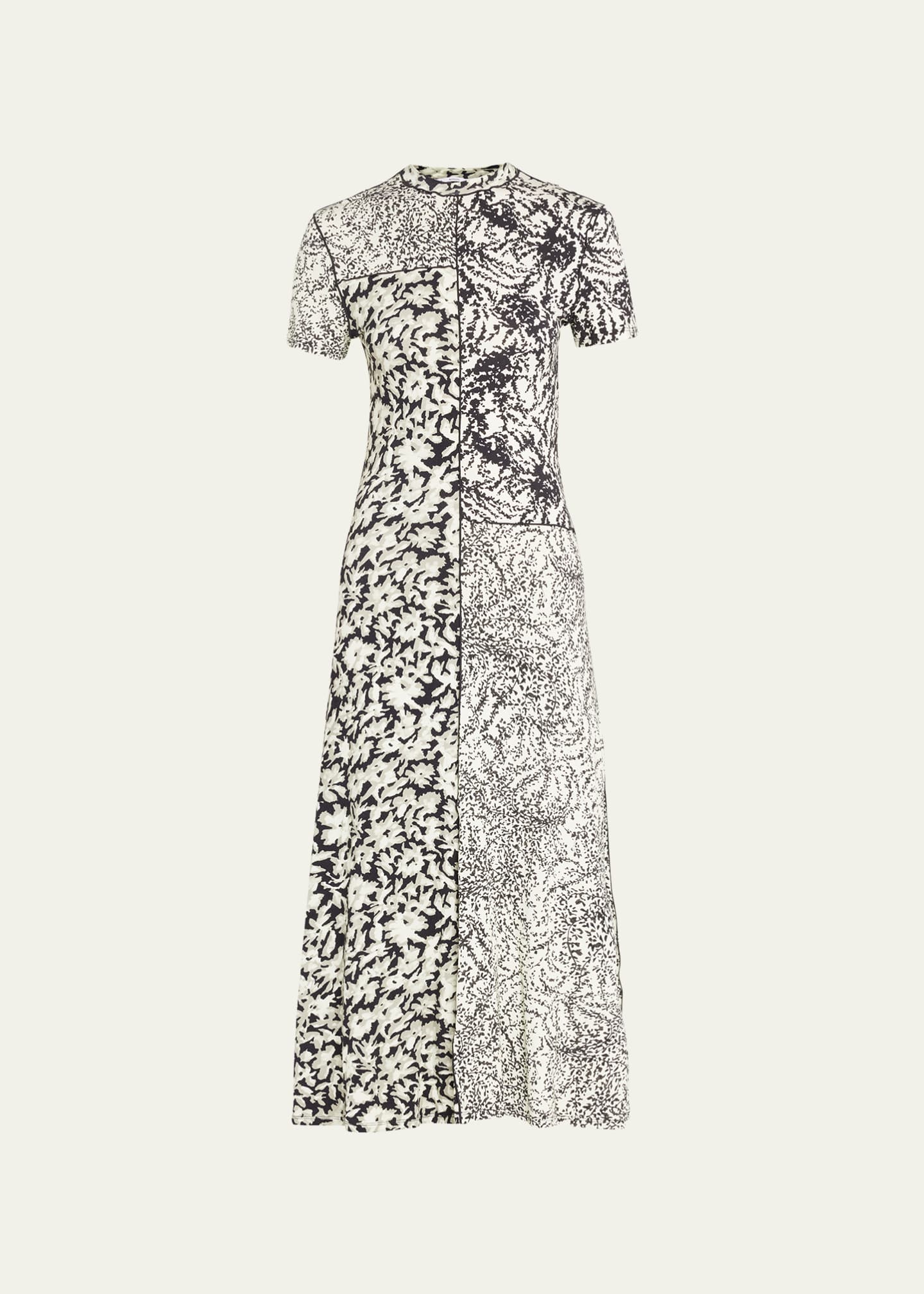 Proenza Schouler White Label Mixed Floral Crewneck Midi Dress Bergdorf Goodman